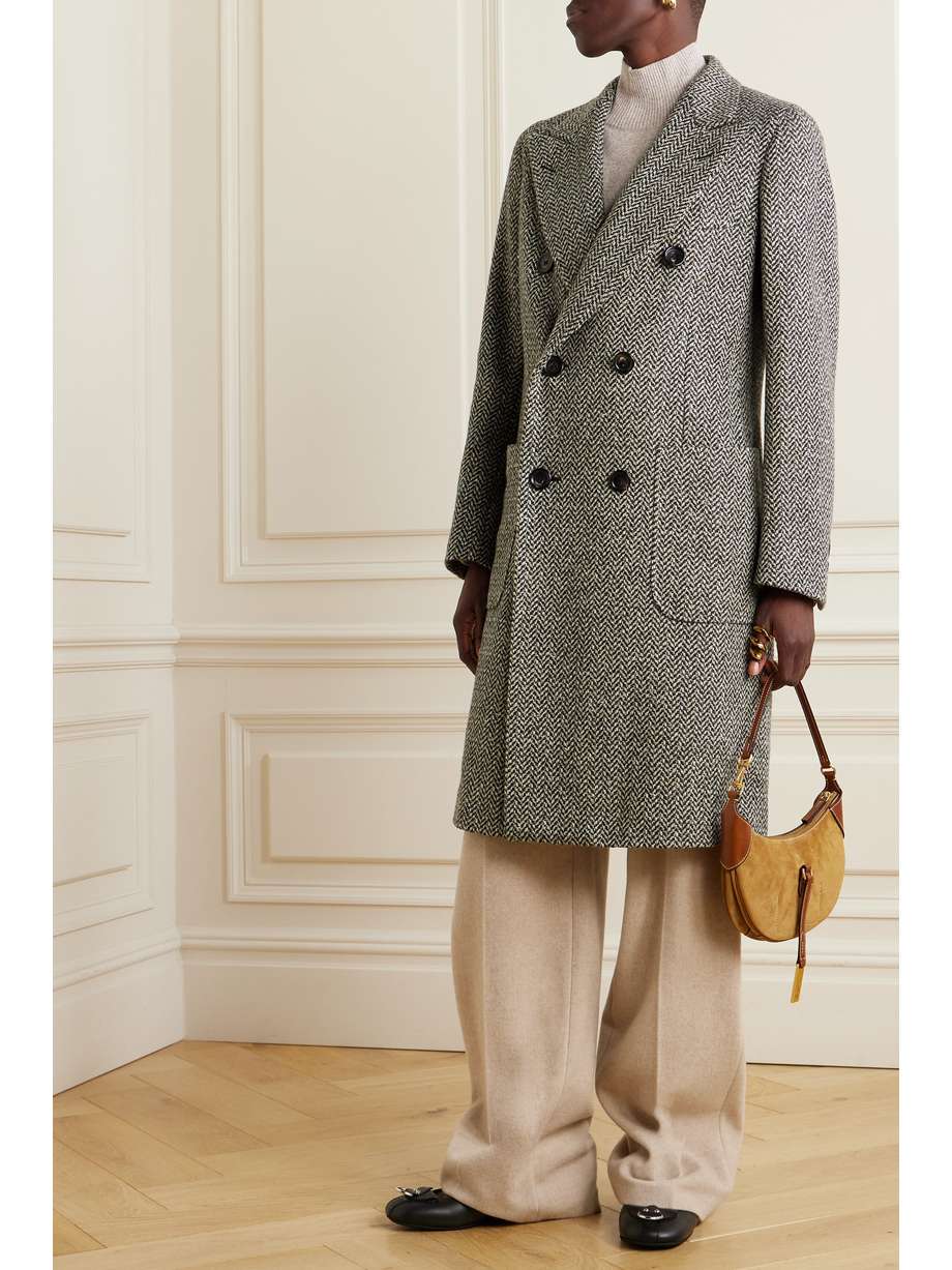 LORO PIANA Herwin double-breasted herringbone linen and cashmere-blend ...