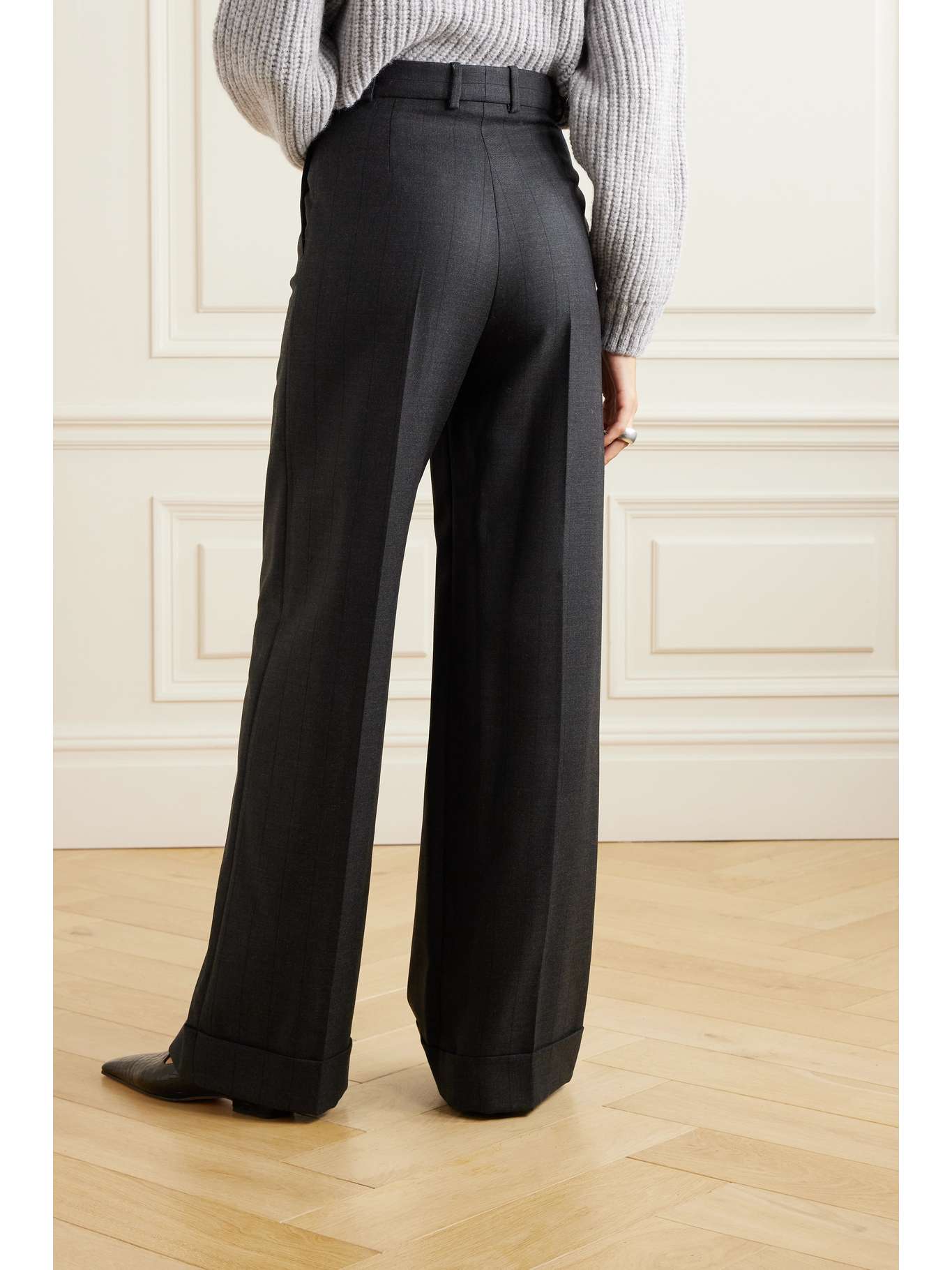 LORO PIANA Bibal pinstriped wool-twill wide-leg pants | NET-A-PORTER