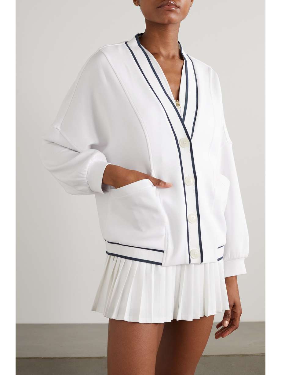 VARLEY Decker Off-Court striped cotton-jersey cardigan | NET-A-PORTER VARLEY Decker Off-Court striped cotton-jersey cardigan | NET-A-PORTER