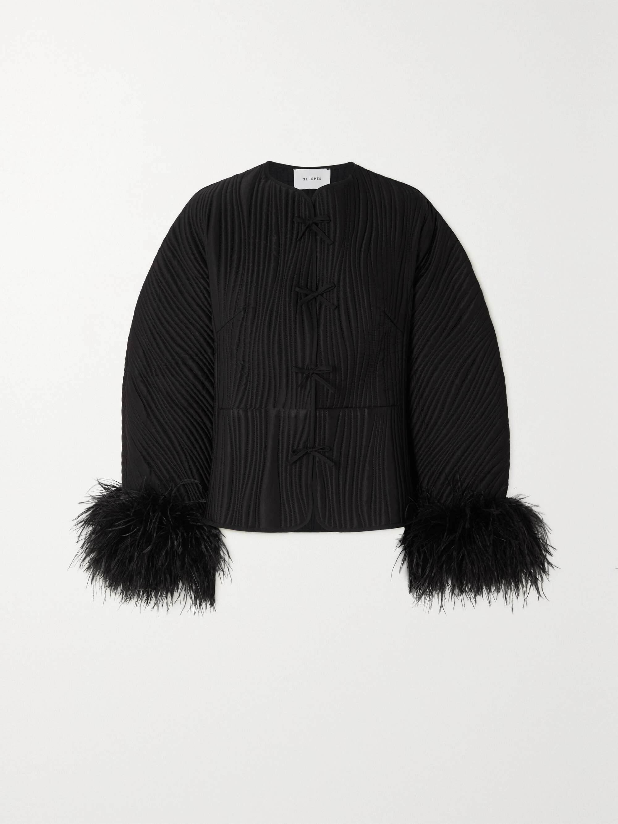 Sleeper Hebao Feather Trimmed Cotton Blend Blazer Net A Porter