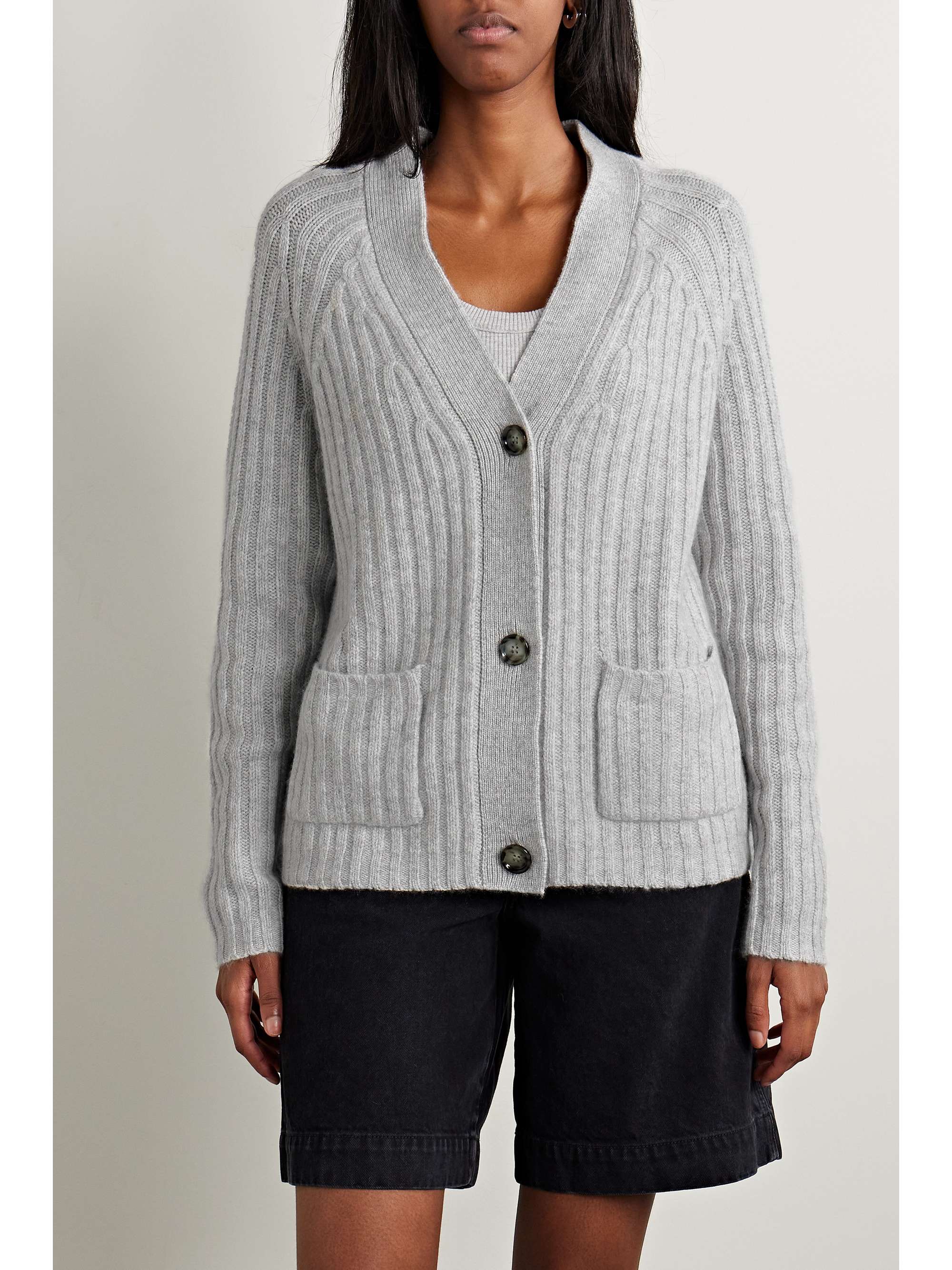 ALLUDE + NET SUSTAIN Ribbed cashmere-blend cardigan | NET-A-PORTER