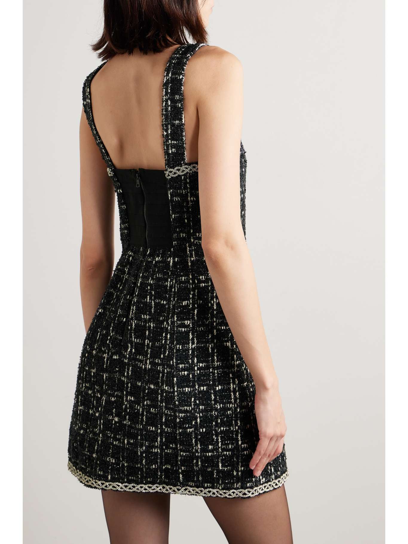 ALICE + OLIVIA Liran crystal-embellished metallic tweed mini dress | NET-A-PORTER
