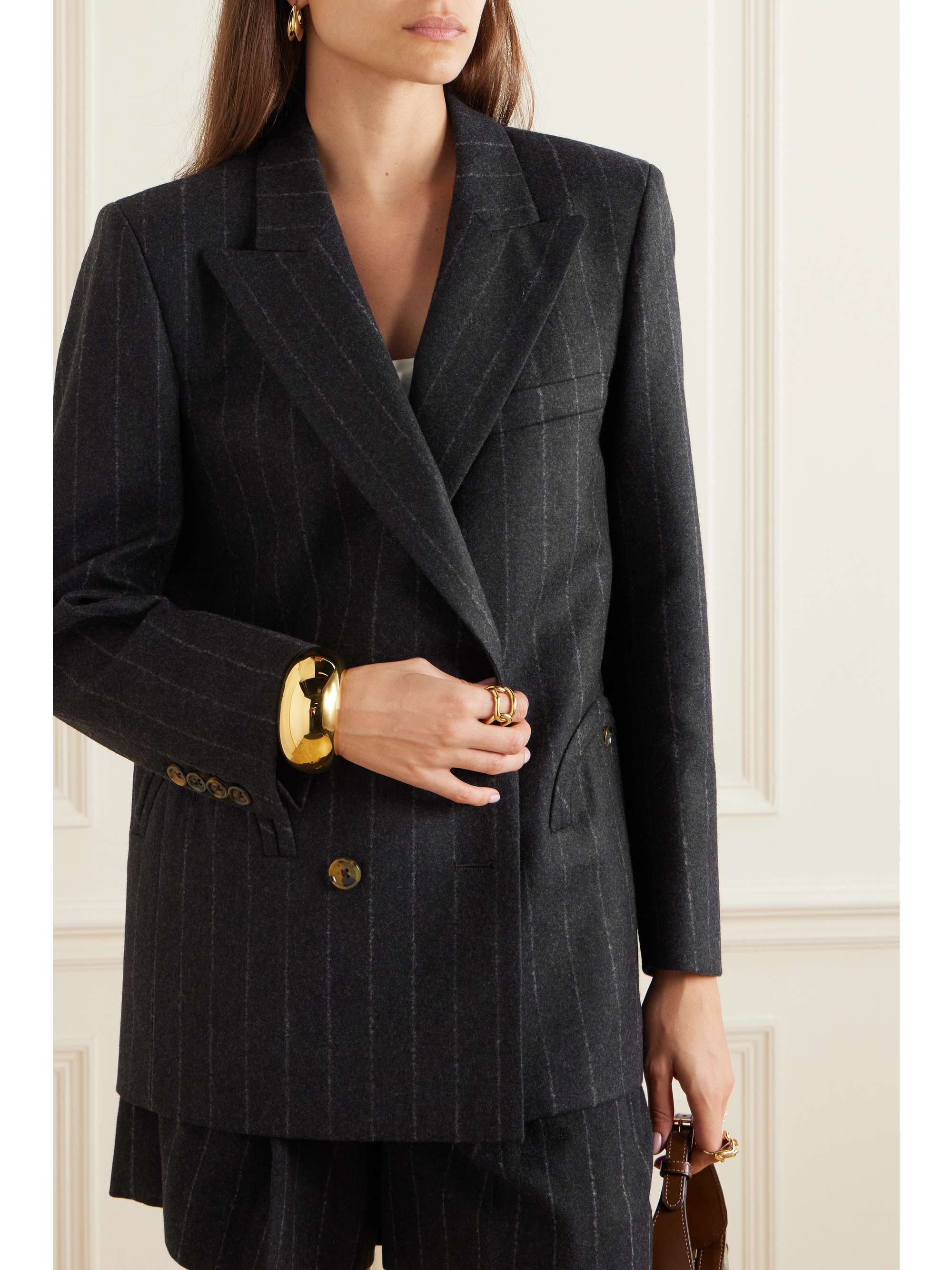 Everynight double-breasted pinstriped wool and cashmere-blend blazer ...