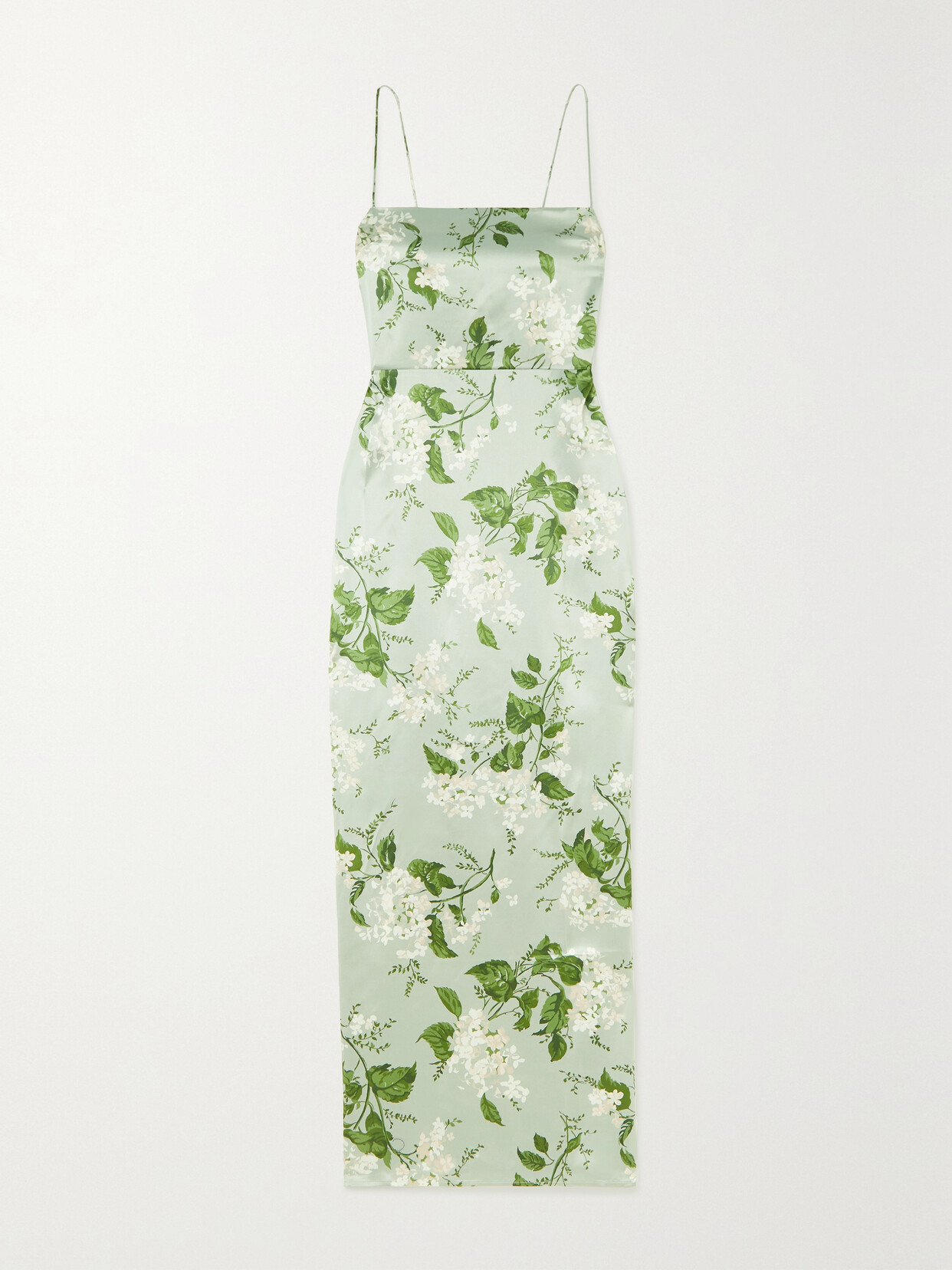 Reformation Frankie Floral Print Silk Dress In Green Modesens