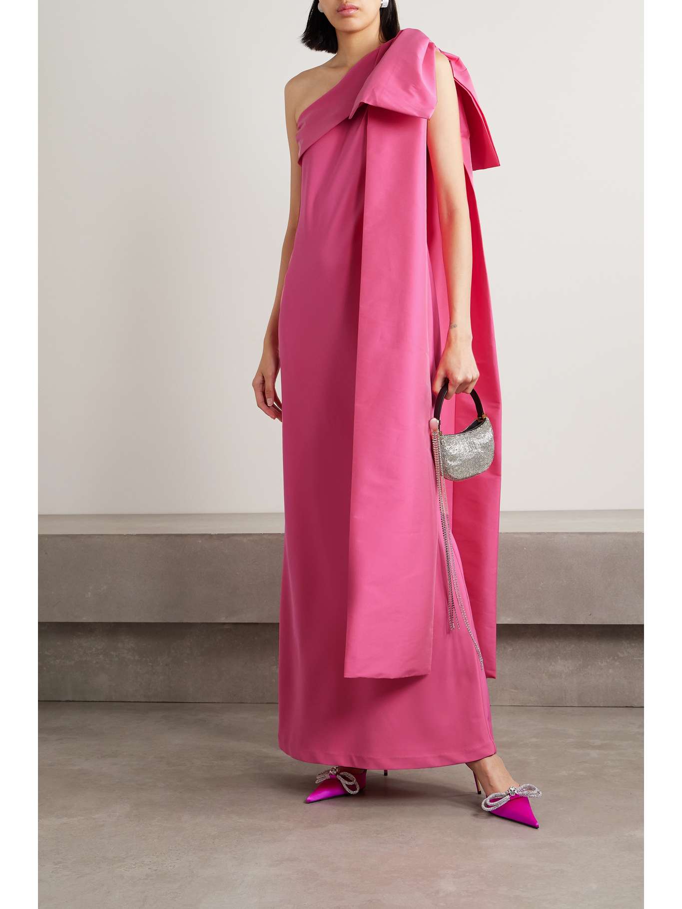 BERNADETTE Adrian one-shoulder bow-detailed crepe and taffeta gown ...
