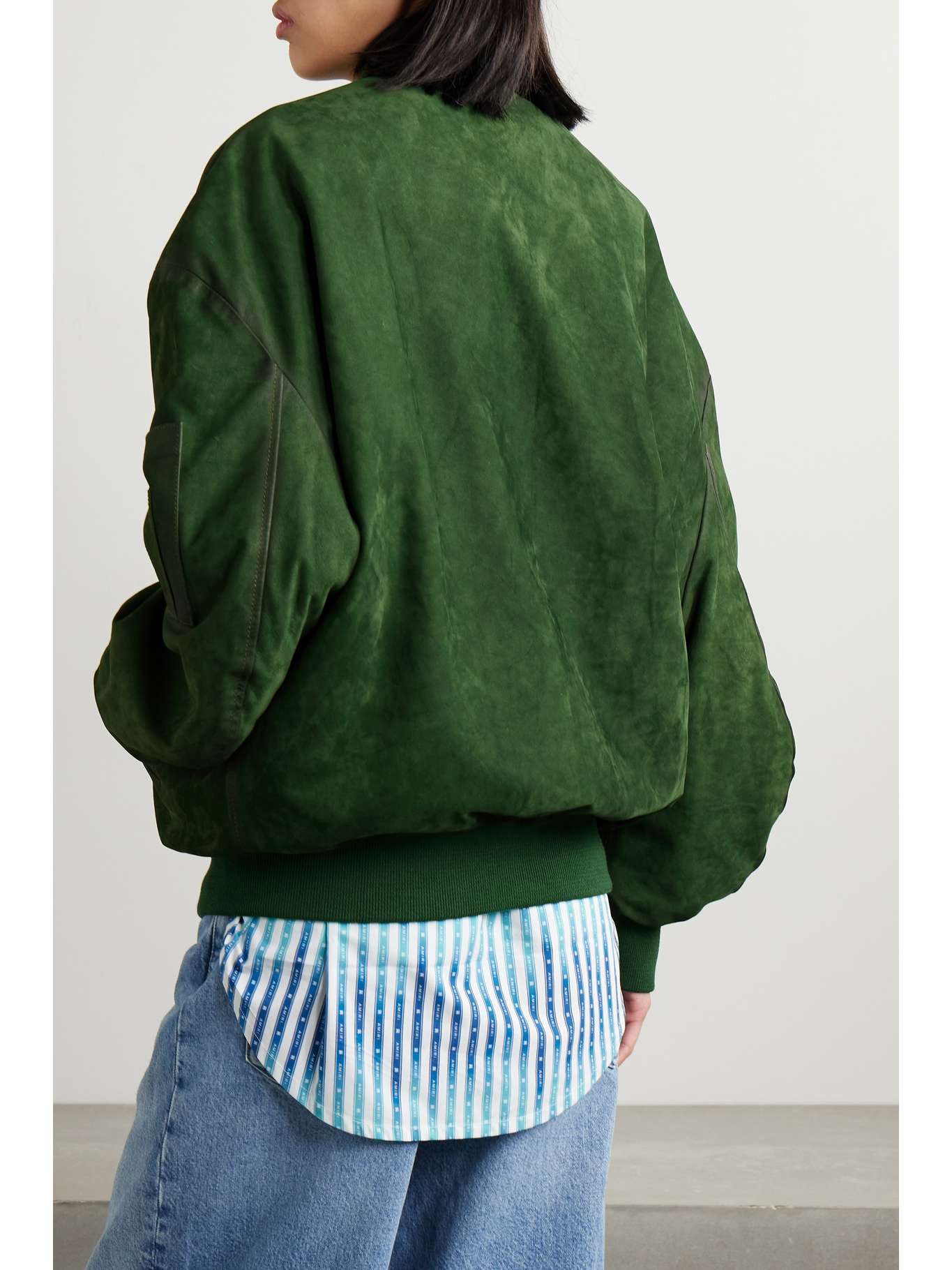 Green Oversized suede bomber jacket | HALFBOY | NET-A-PORTER
