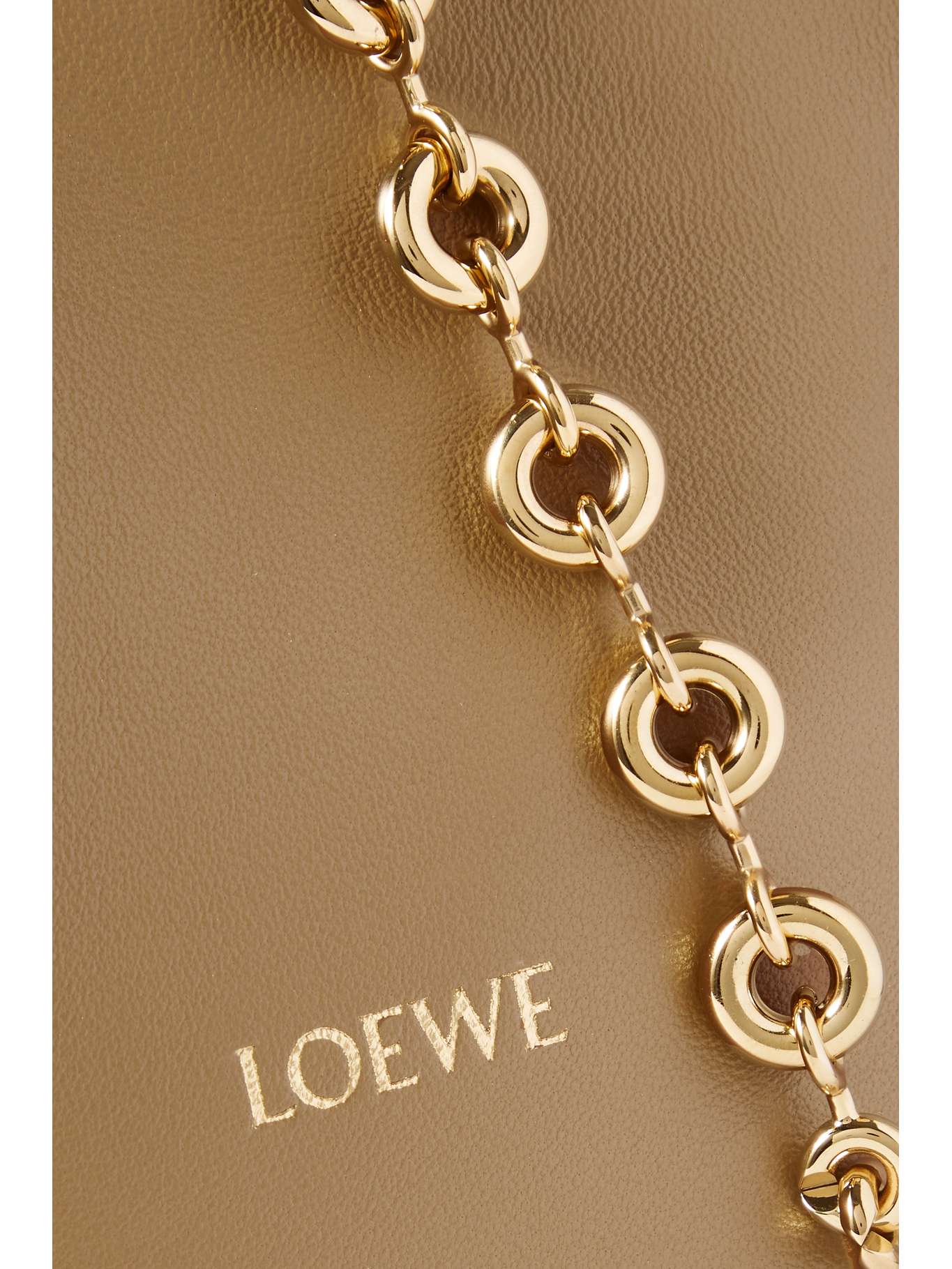 LOEWE Squeeze small chain-embellished gathered leather shoulder bag ...