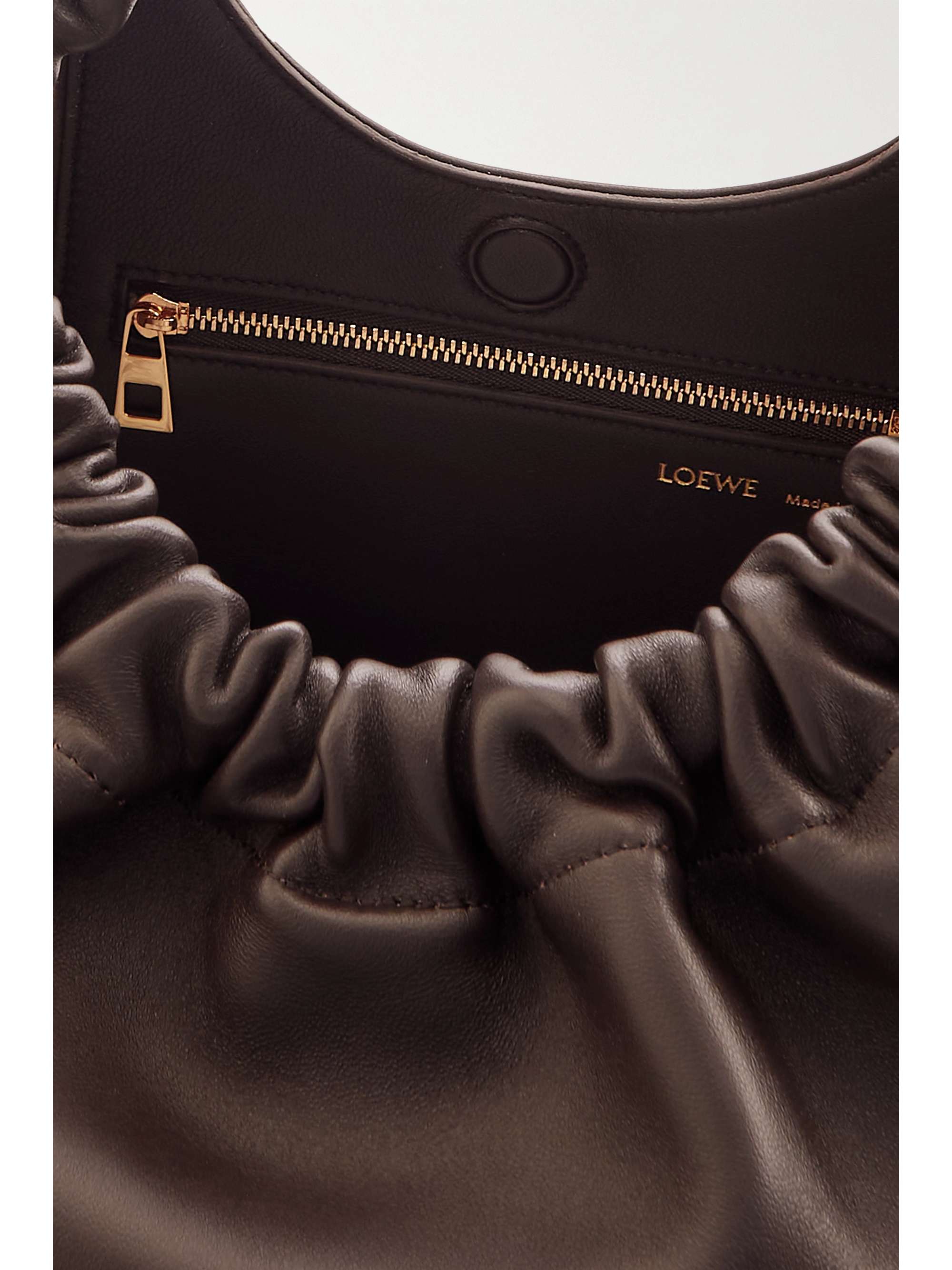 LOEWE Squeeze small chain-embellished gathered leather shoulder bag ...