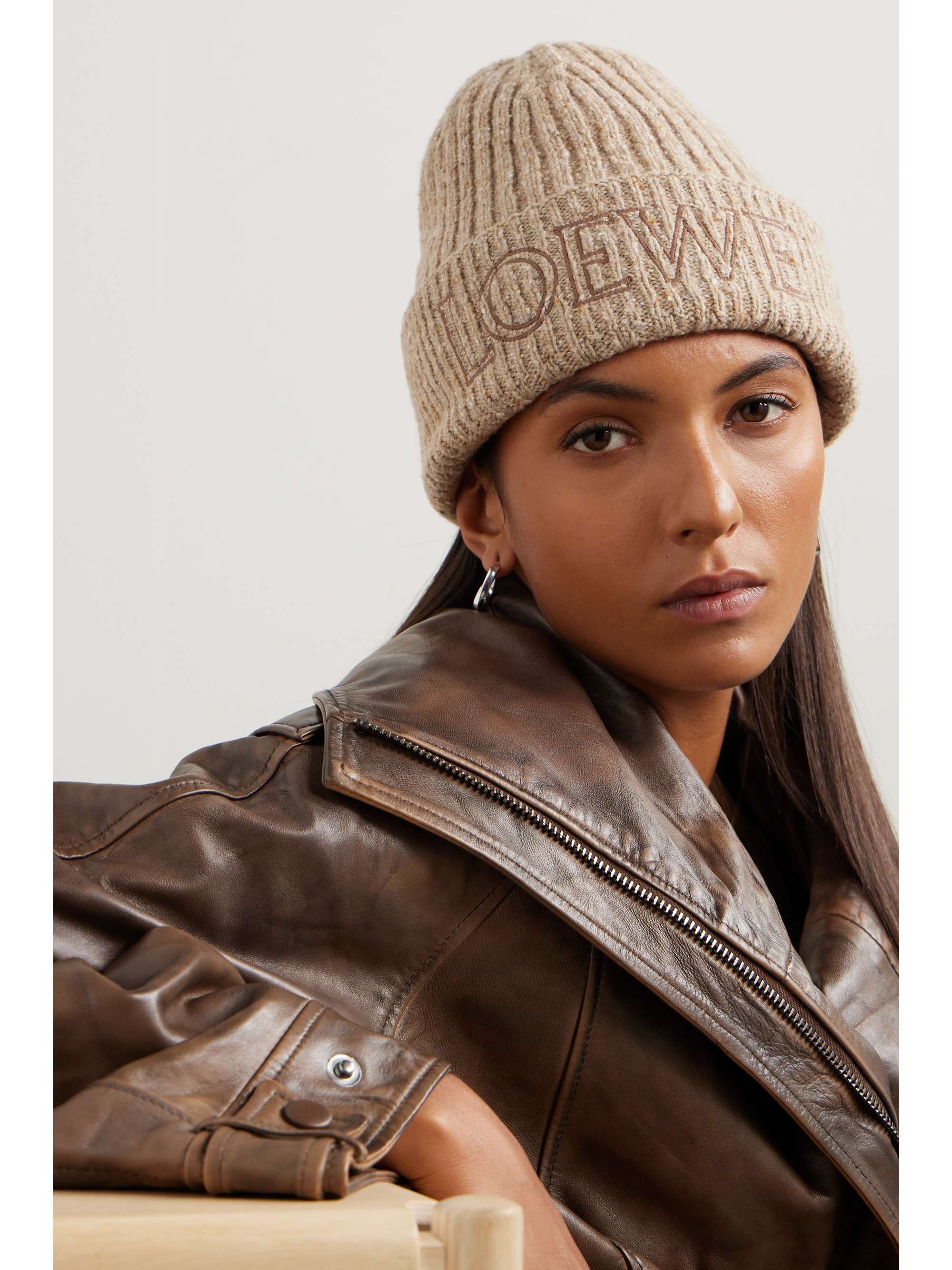 LOEWE Embroidered ribbed wool-blend beanie | NET-A-PORTER