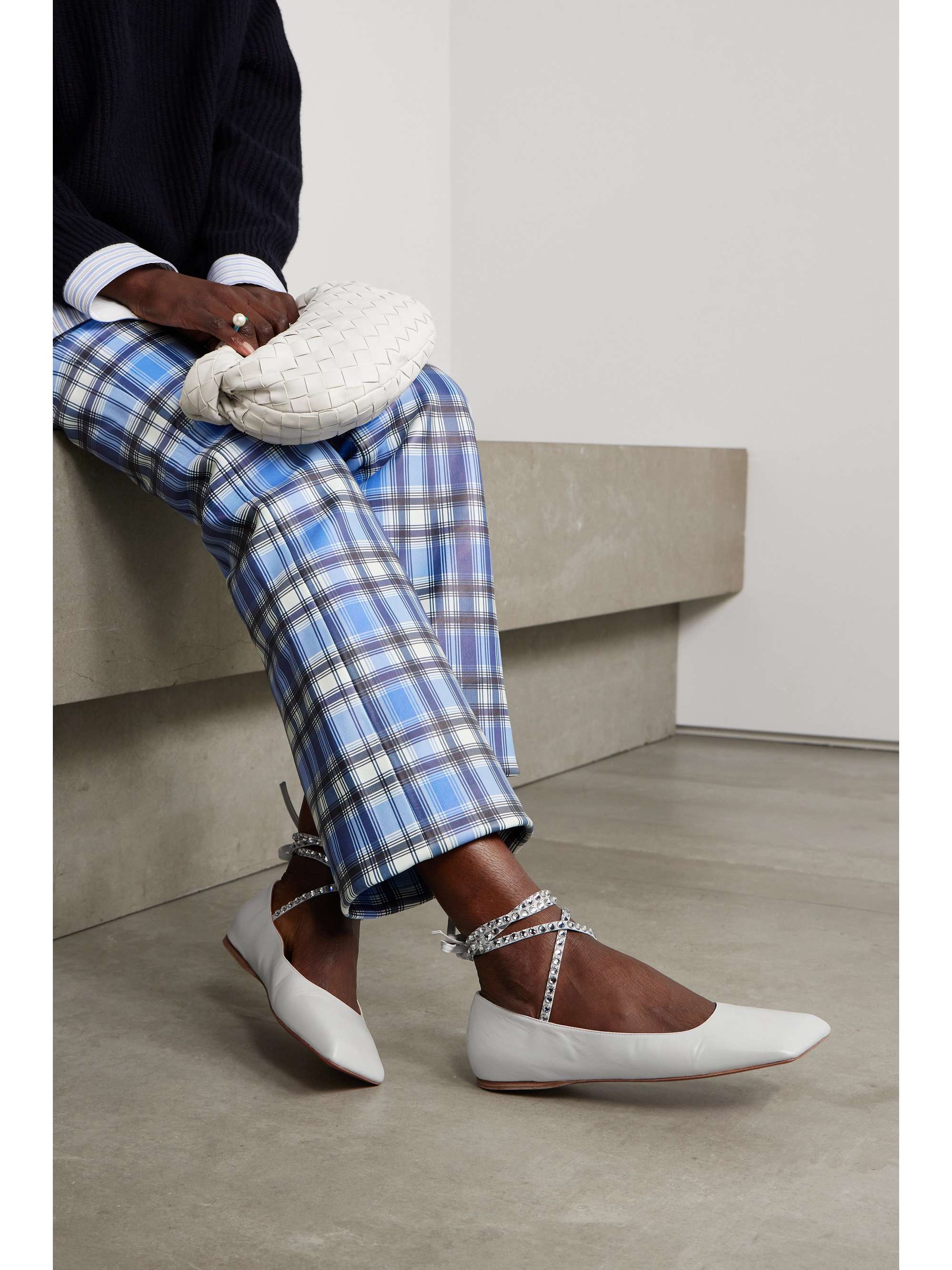 AMINA MUADDI Ane crystal-embellished leather ballet flats | NET-A-PORTER