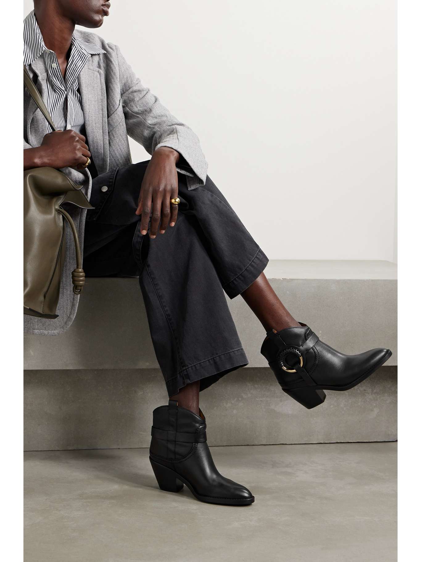 SEE BY CHLOÉ Hana embellished leather ankle boots | NET-A-PORTER