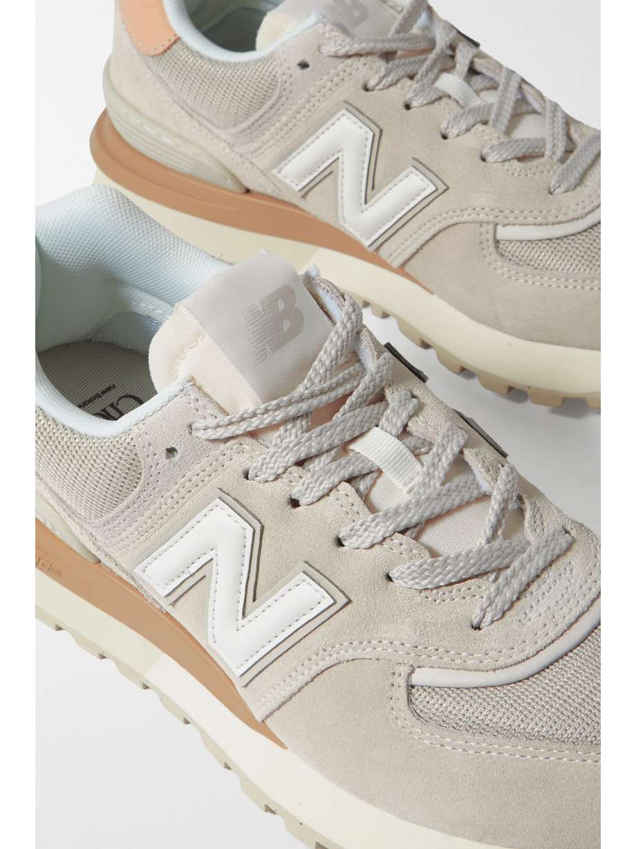 NEW BALANCE 574 leather-trimmed suede and mesh sneakers | NET-A-PORTER