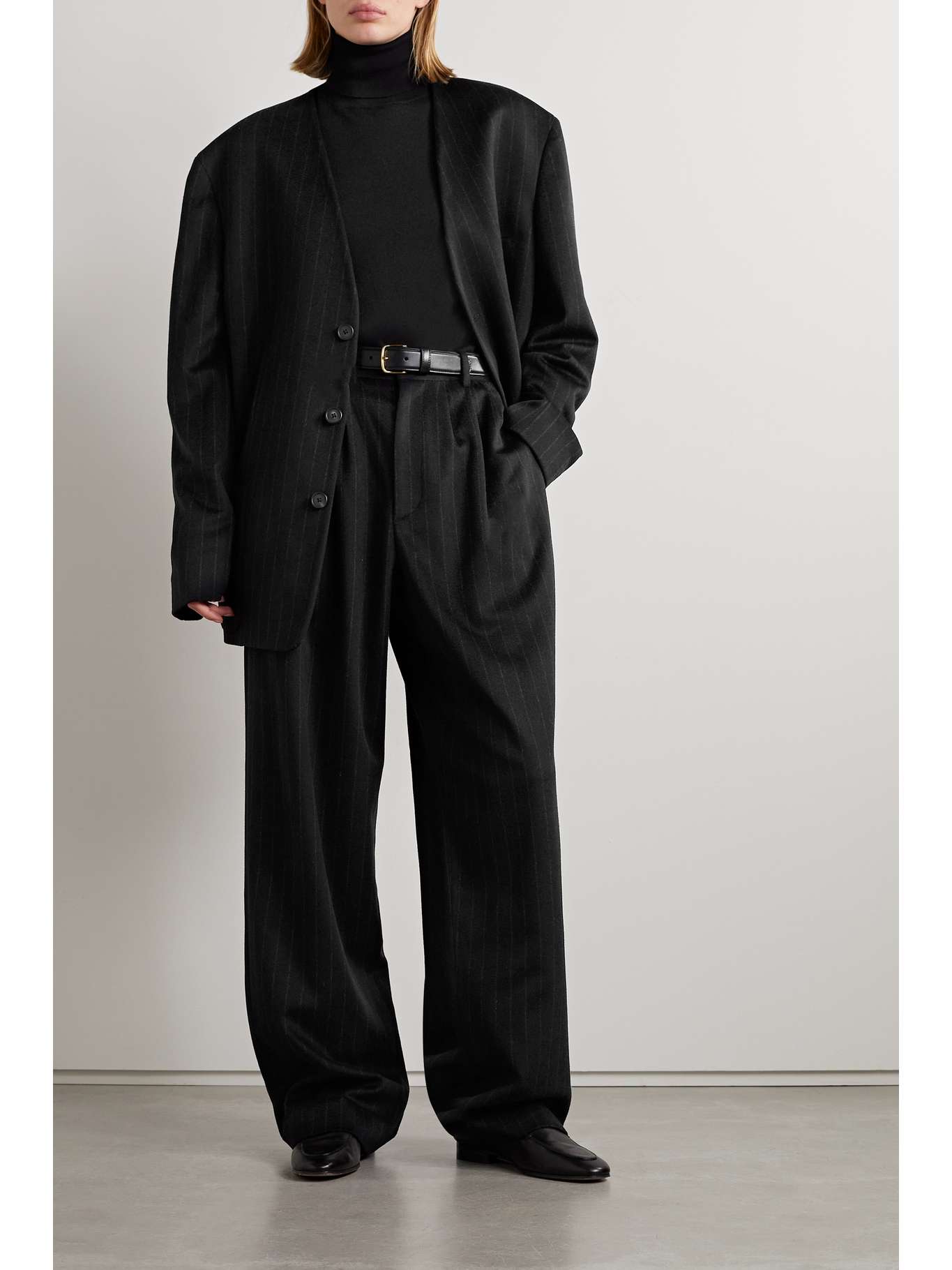 THE ROW Rufos pinstriped cashmere wide-leg pants | NET-A-PORTER