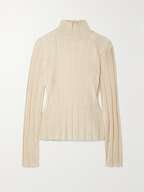 THE ROW Daxy ribbed linen and silk-blend turtleneck top | NET-A-PORTER