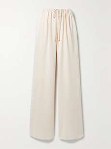 Ivory Delphine silk and cotton-blend jersey wide-leg pants | THE ROW ...
