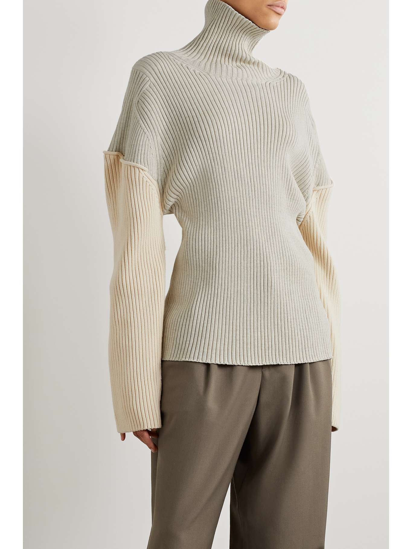 THE ROW Dua two-tone ribbed cotton and cashmere-blend sweater | NET-A ...
