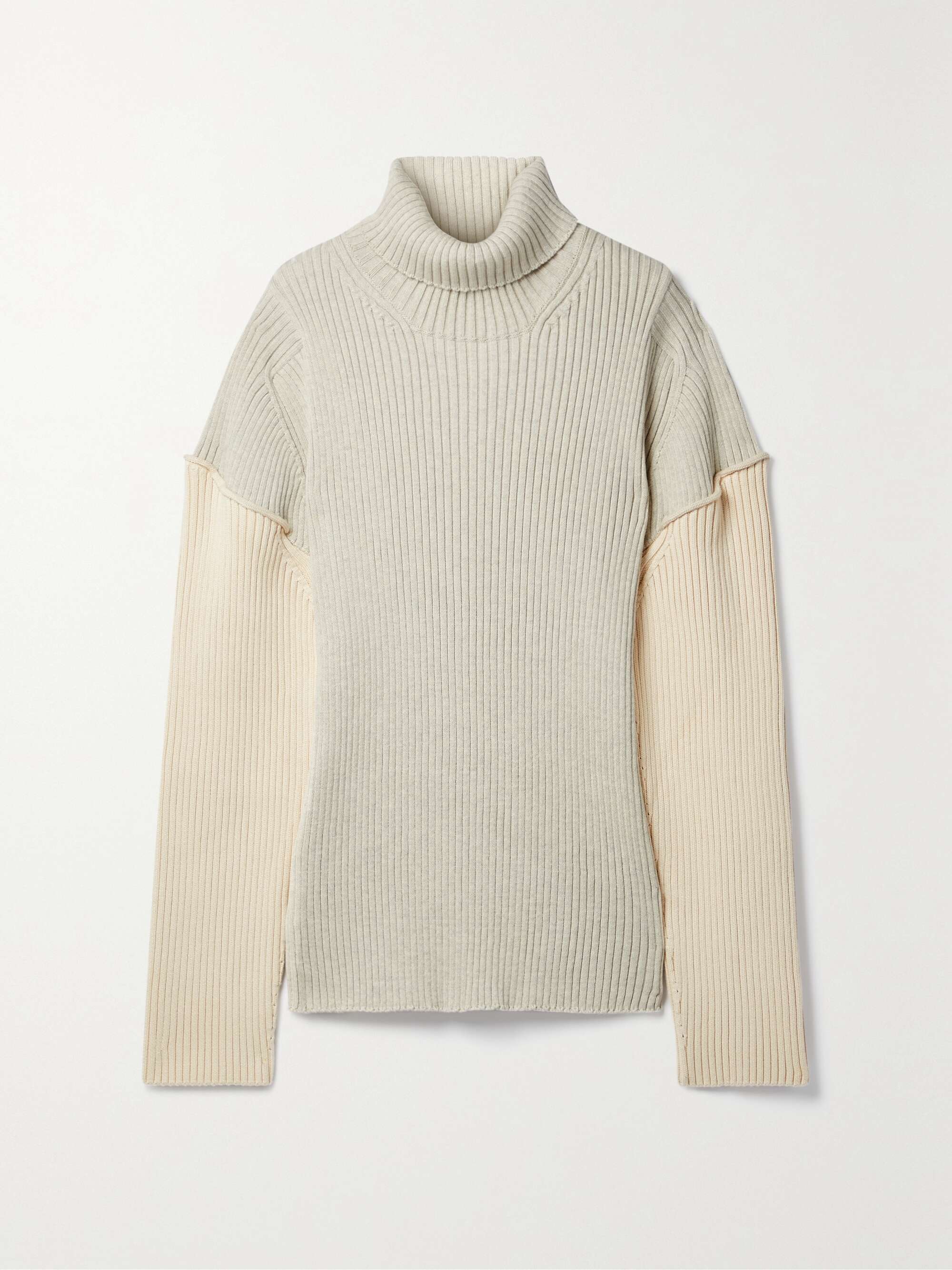 THE ROW Dua two-tone ribbed cotton and cashmere-blend sweater | NET-A ...
