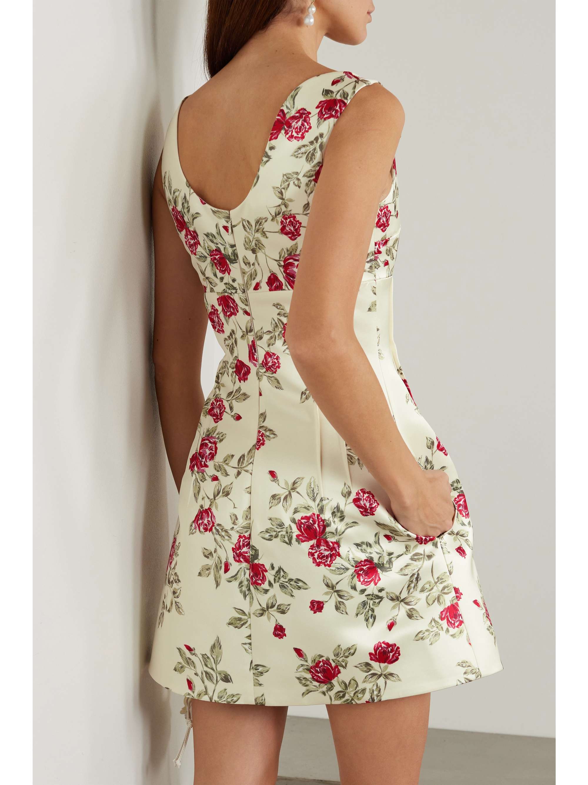 Emilia Wickstead Zephyr Floral Print Duchesse Satin Mini Dress Net A