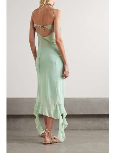 ACNE STUDIOS Asymmetric layered ruffled chiffon midi dress | NET-A-PORTER