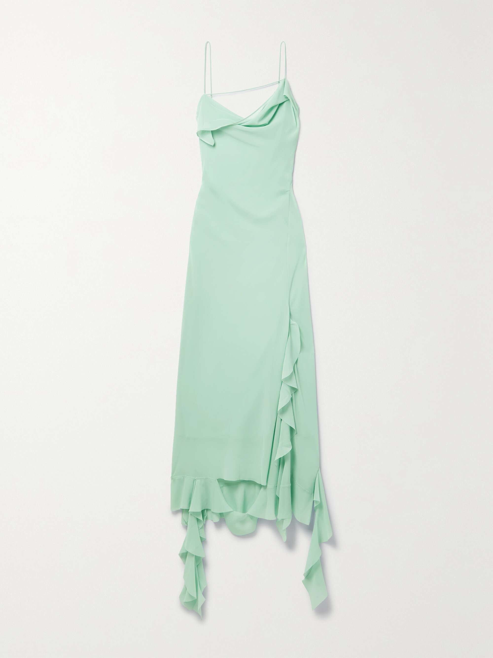 ACNE STUDIOS Asymmetric layered ruffled chiffon midi dress | NET-A-PORTER