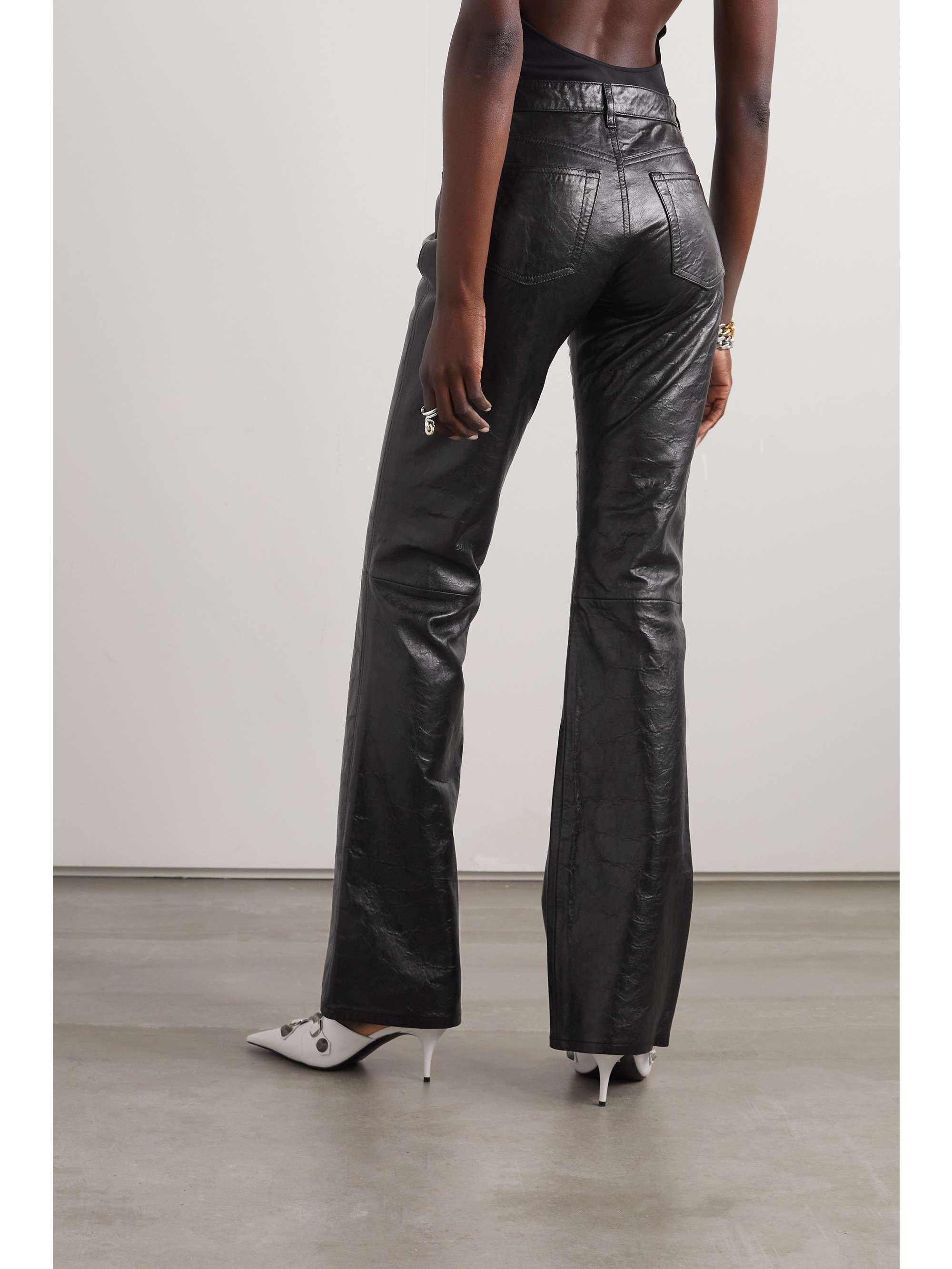 ACNE STUDIOS Crinkled-leather straight-leg pants | NET-A-PORTER