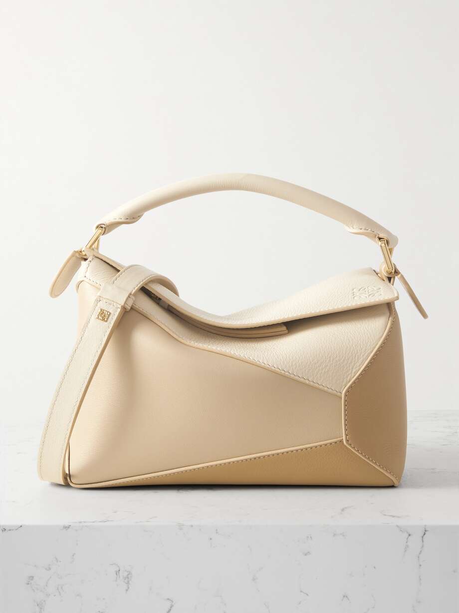LOEWE Puzzle Edge small color-block textured-leather shoulder bag | NET ...