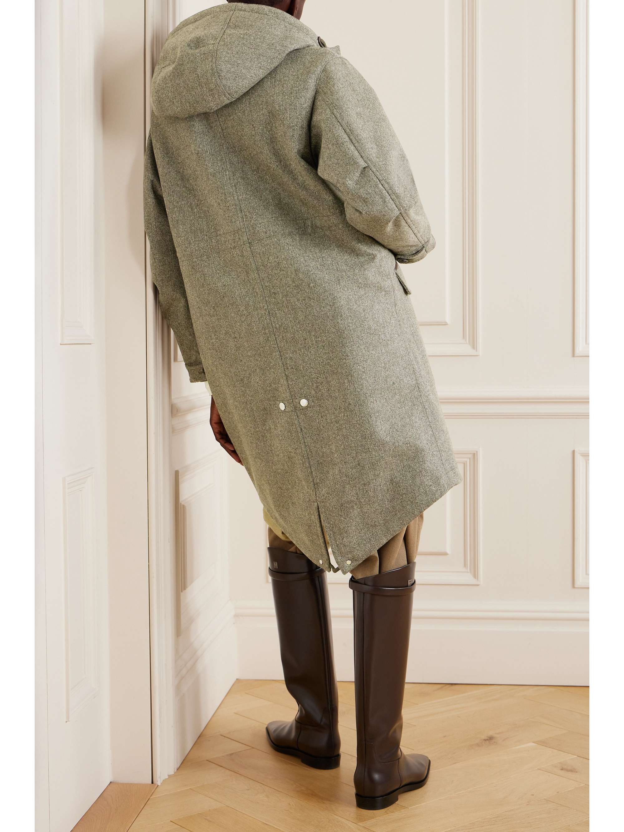 PURDEY Ridge convertible hooded herringbone wool and padded shell coat | NET-A-PORTER