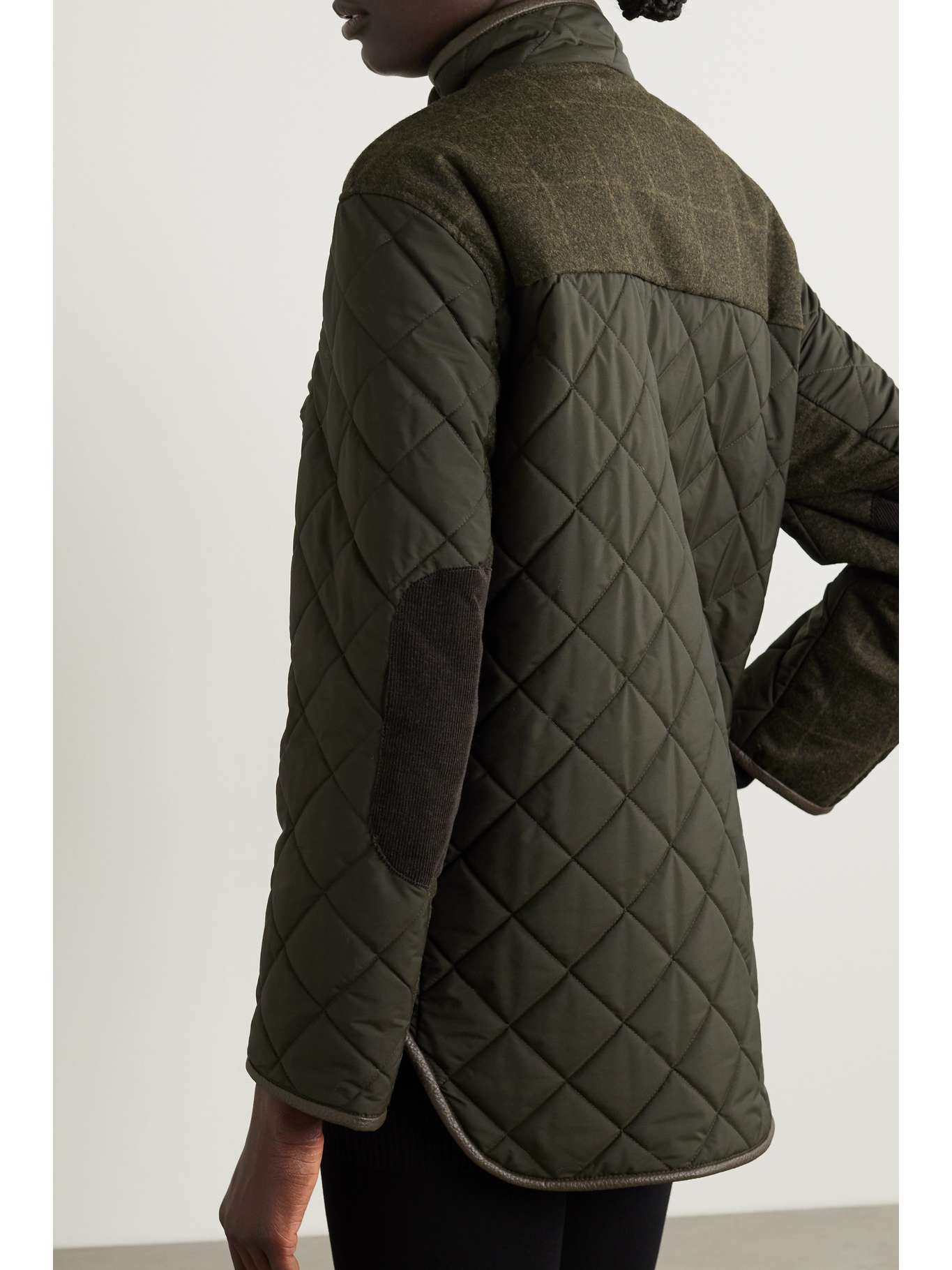 PURDEY Estate leather-trimmed quilted padded shell and wool jacket ...