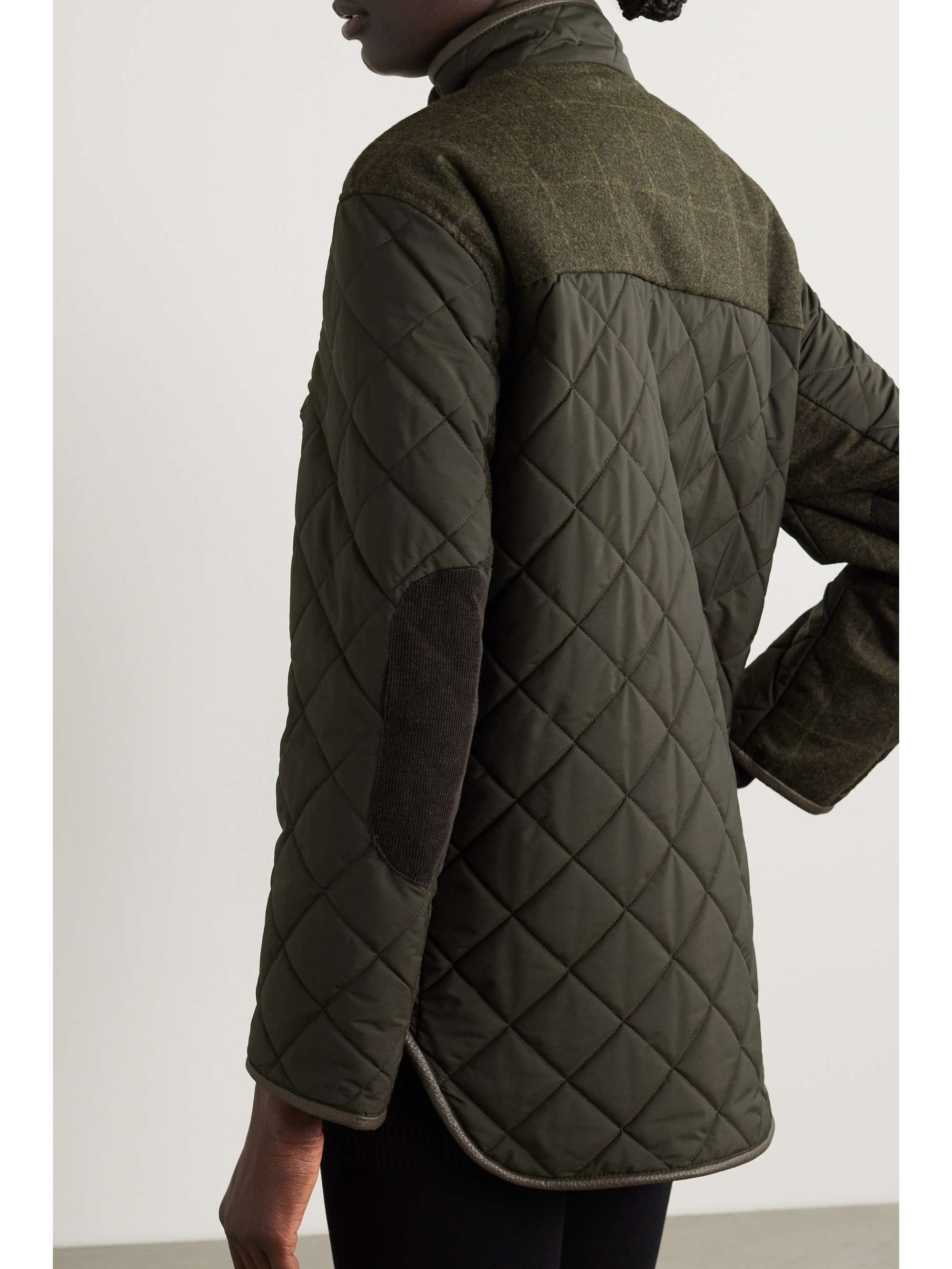 PURDEY Estate leather-trimmed quilted padded shell and wool jacket ...