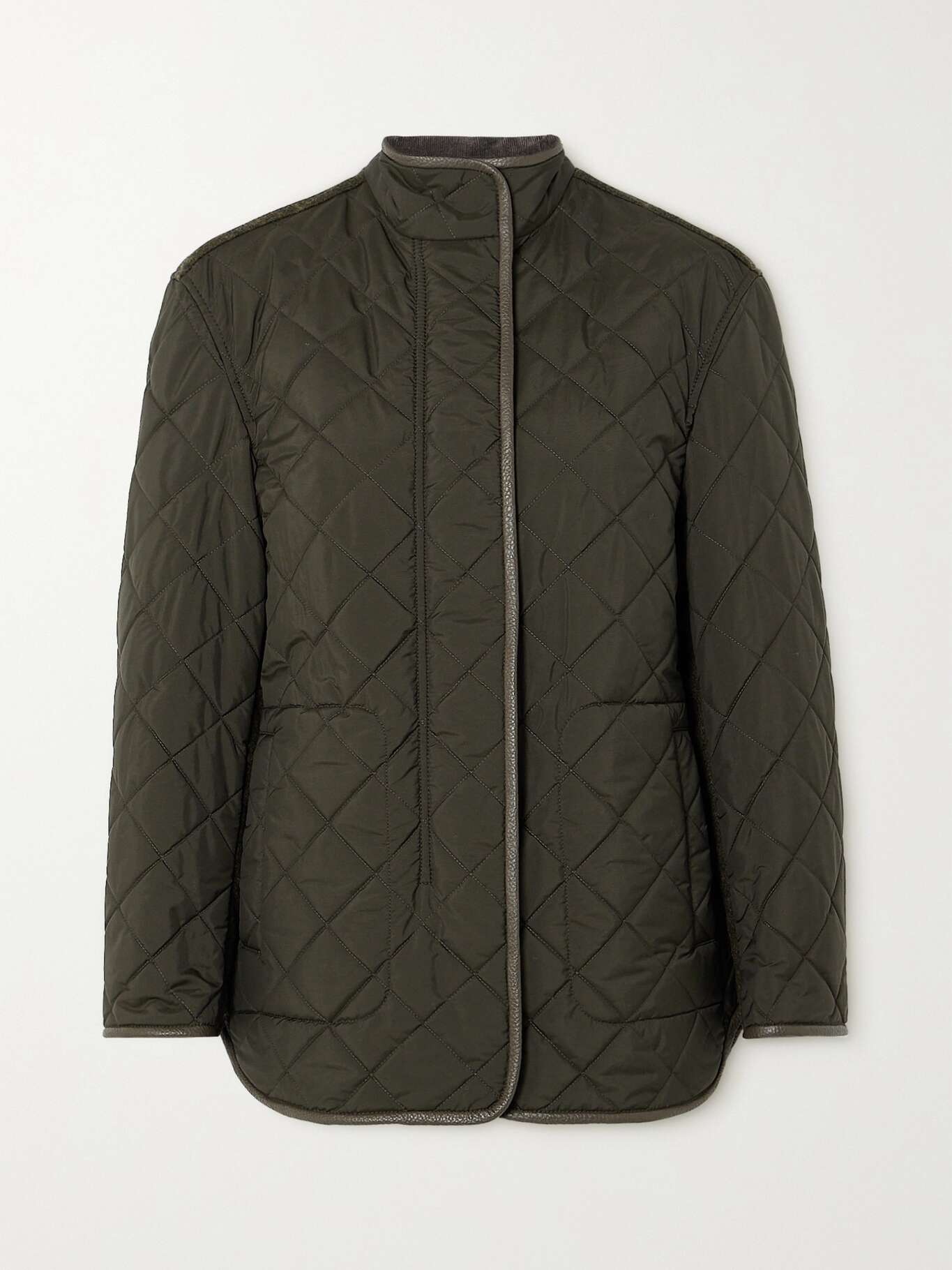 PURDEY Estate leather-trimmed quilted padded shell and wool jacket ...