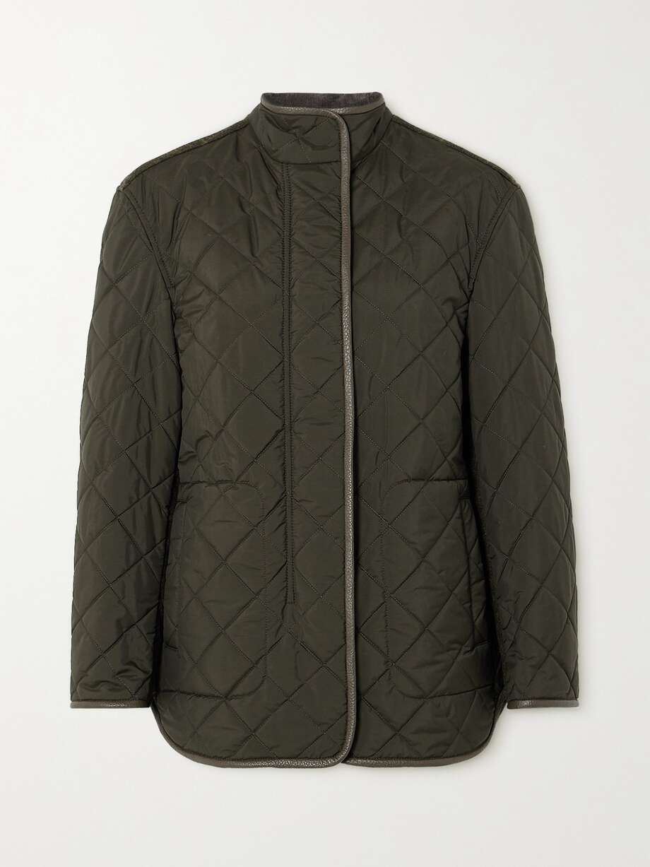 PURDEY Estate leather-trimmed quilted padded shell and wool jacket ...
