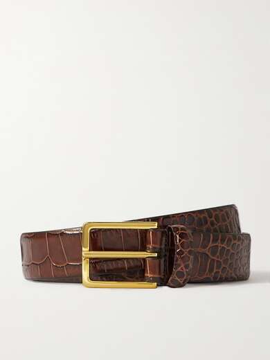ANDERSON'S Croc-effect leather belt | NET-A-PORTER