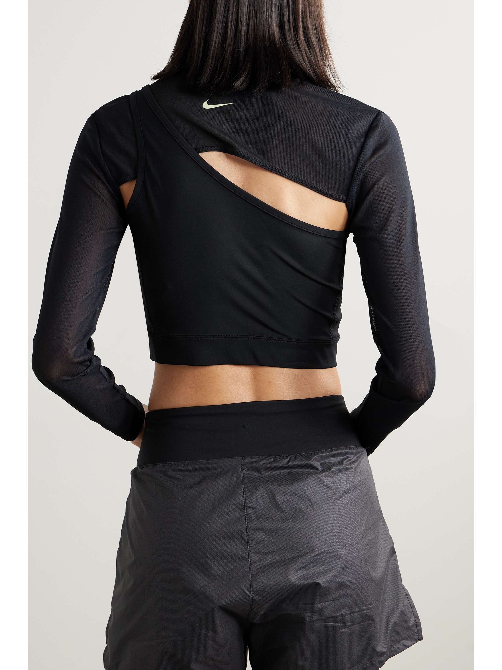 NIKE Cropped cutout stretch-mesh and Dri-FIT top | NET-A-PORTER