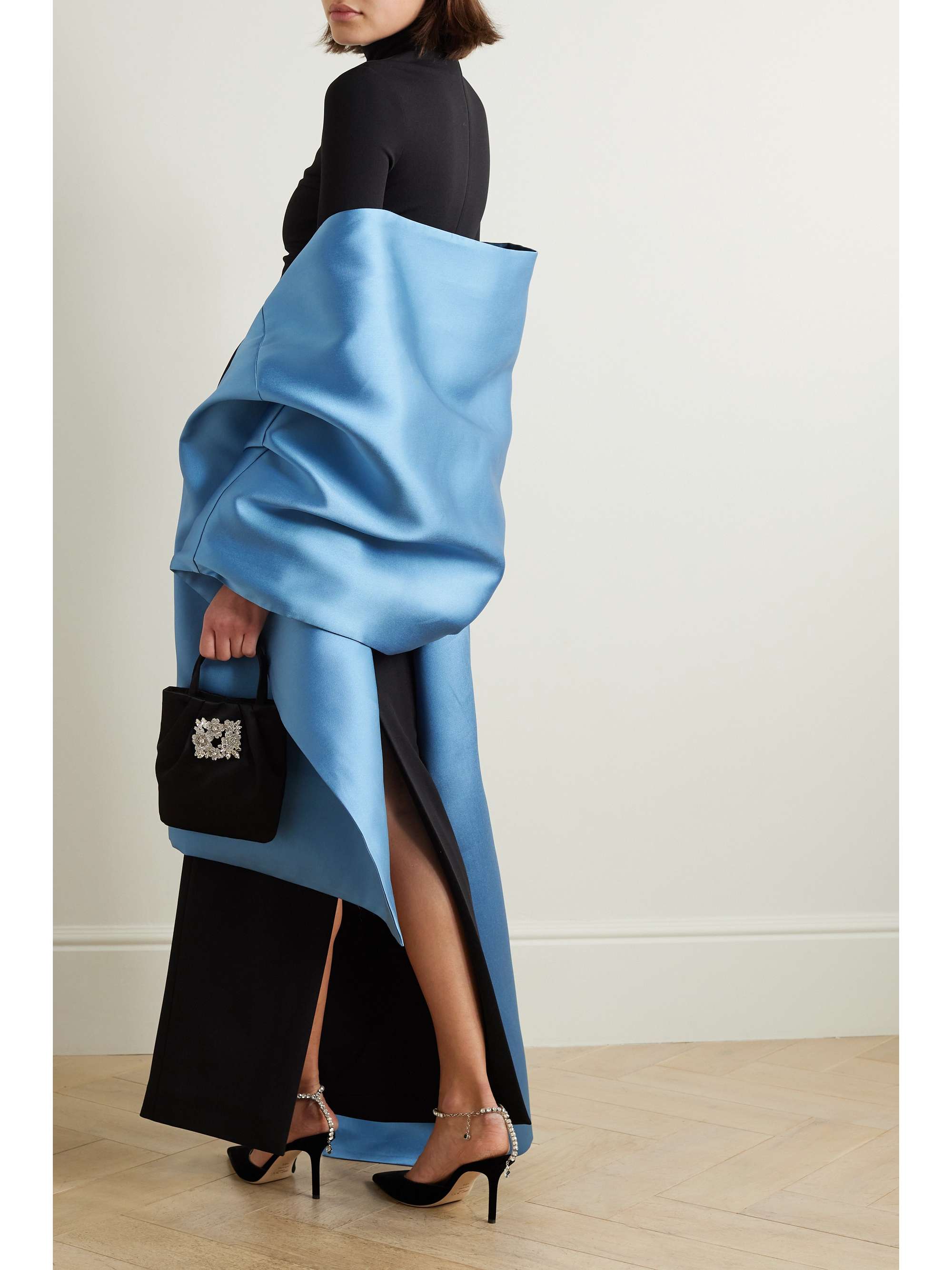 SOLACE LONDON Lyana draped satin-twill and stretch-crepe maxi dress ...