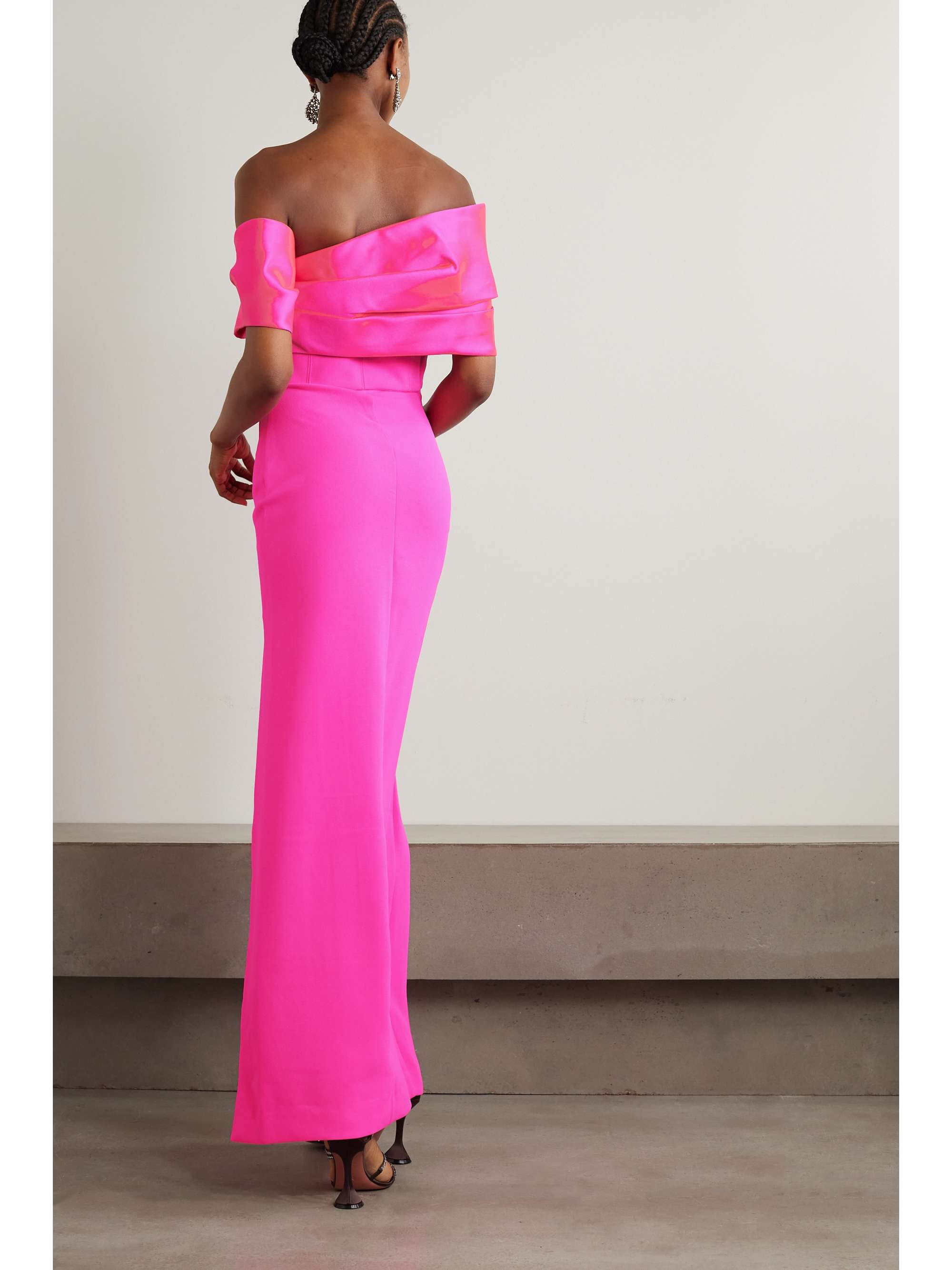 SOLACE LONDON Alexis off-the-shoulder satin-twill and crepe gown | NET ...