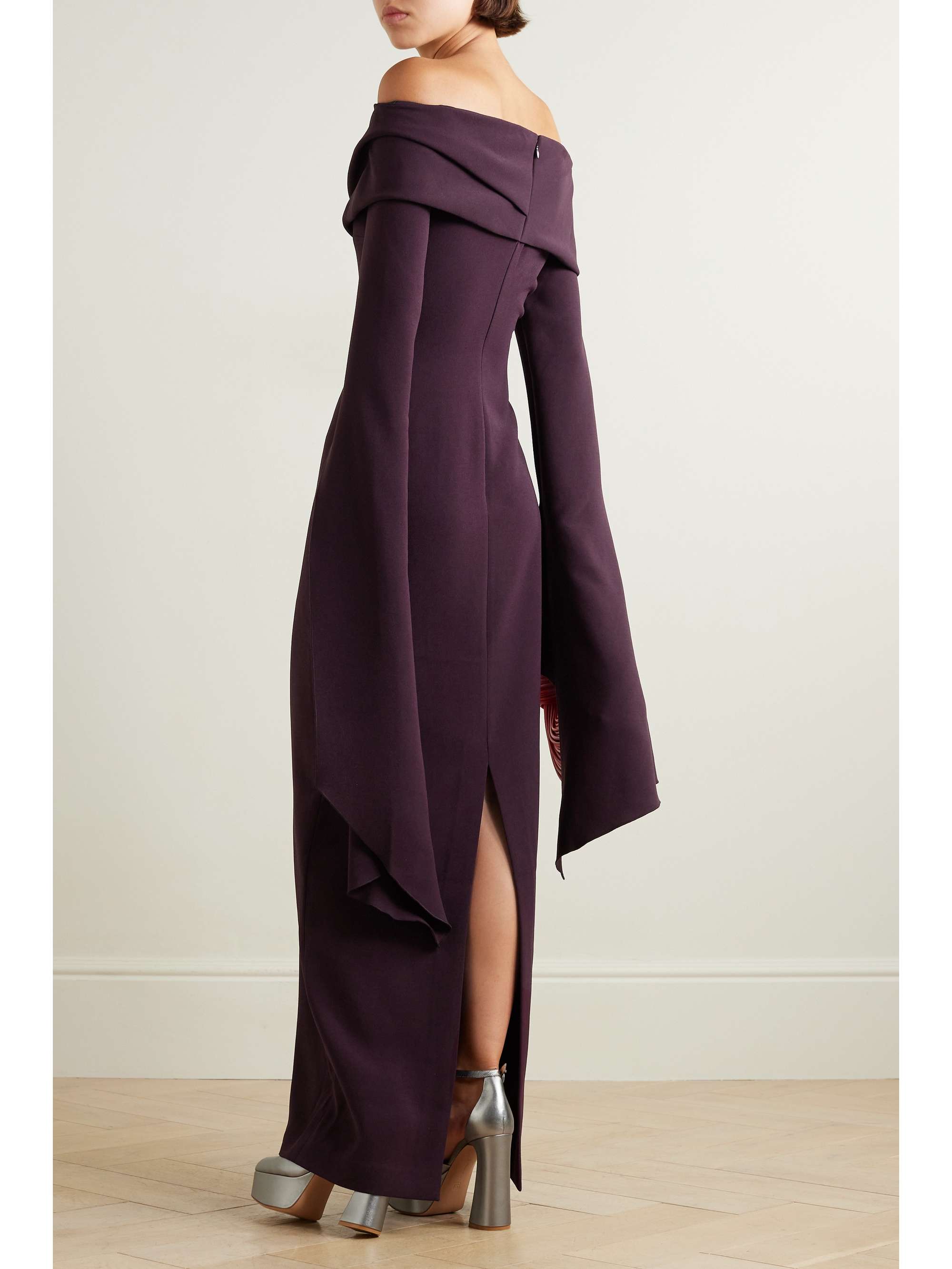 SOLACE LONDON Arden draped off-the-shoulder crepe maxi dress | NET-A-PORTER