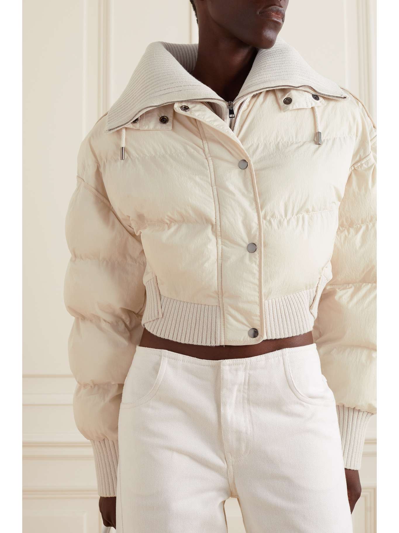 Off-white Caraco layered ribbed-knit and quilted shell jacket ...