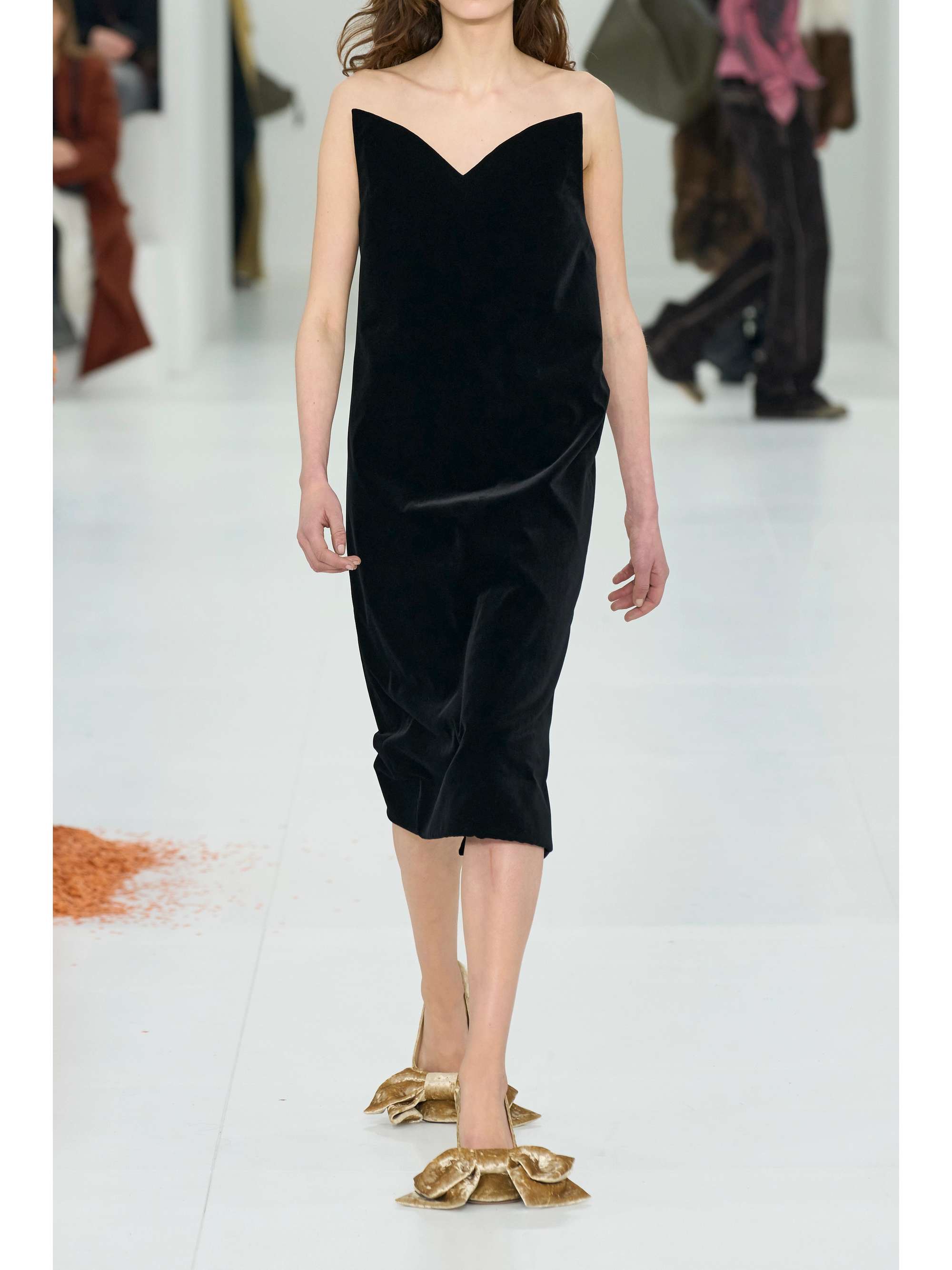 LOEWE Strapless cotton-blend velvet midi dress | NET-A-PORTER