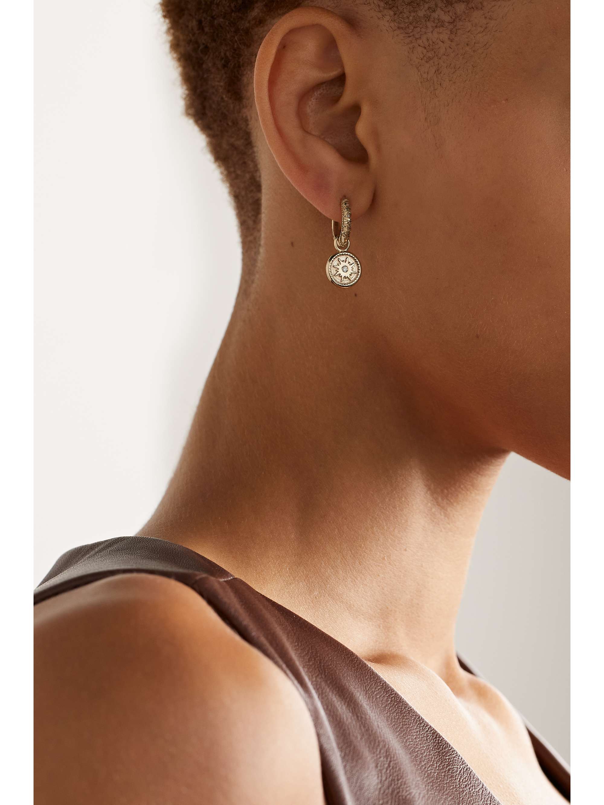 MARLO LAZ Southwestern 14-karat gold diamond hoop earrings | NET-A-PORTER