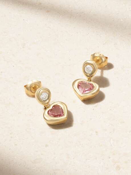 MARLO LAZ 14-karat gold, tourmaline and diamond earrings | NET-A-PORTER