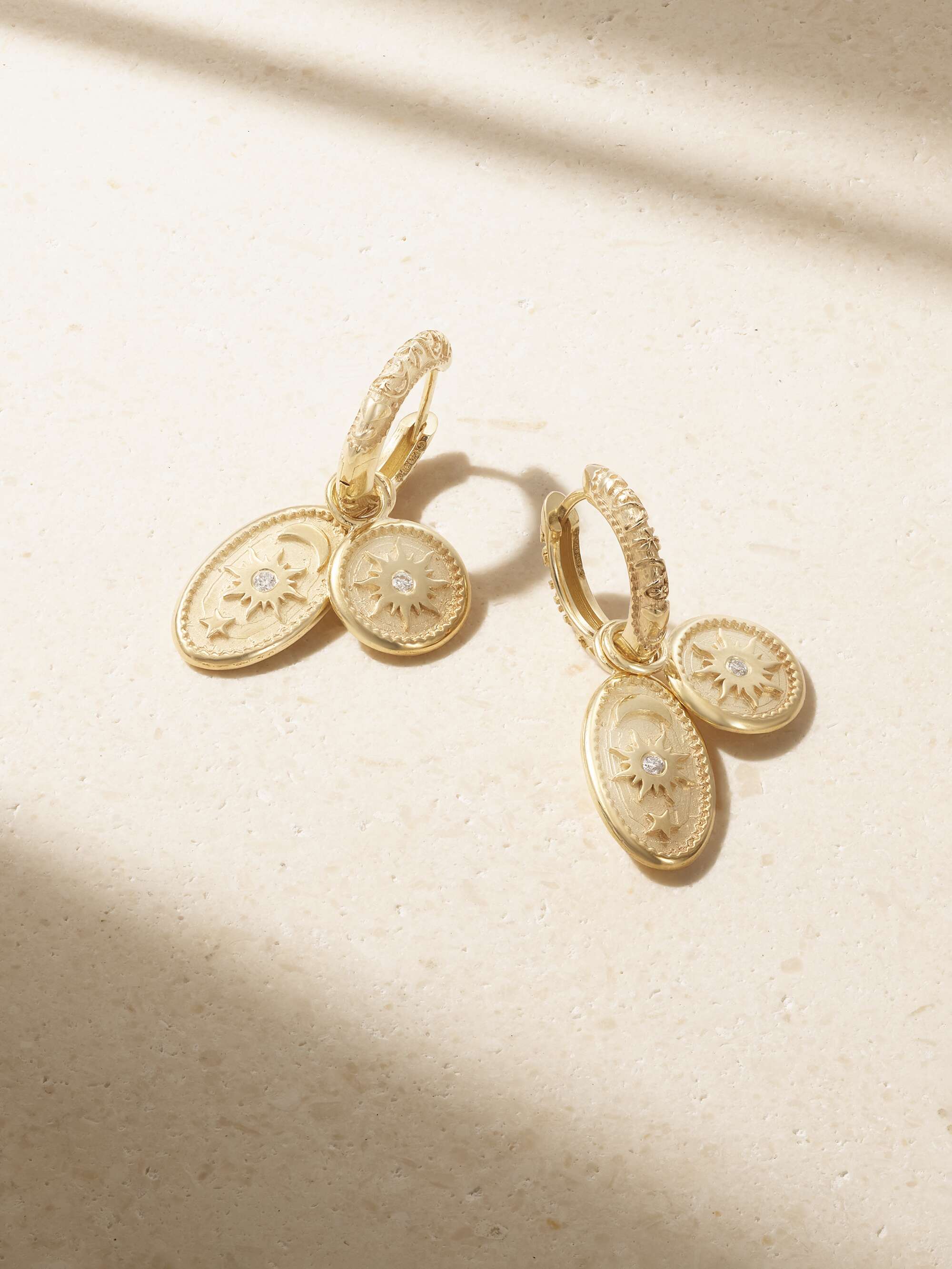 MARLO LAZ Southwestern 14-karat gold diamond hoop earrings | NET-A-PORTER