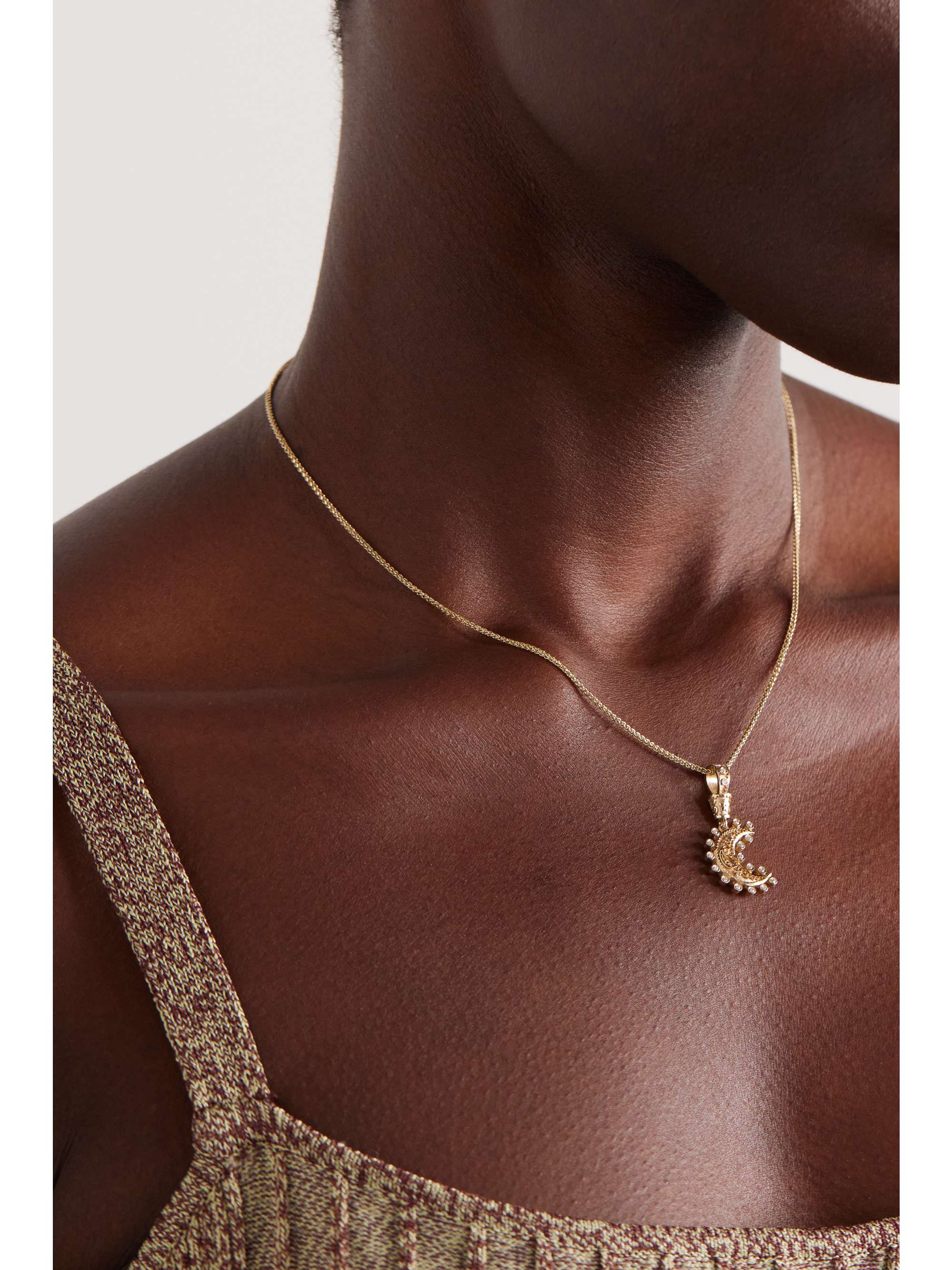 MARLO LAZ Southwestern Moon 14-karat gold diamond necklace | NET-A-PORTER