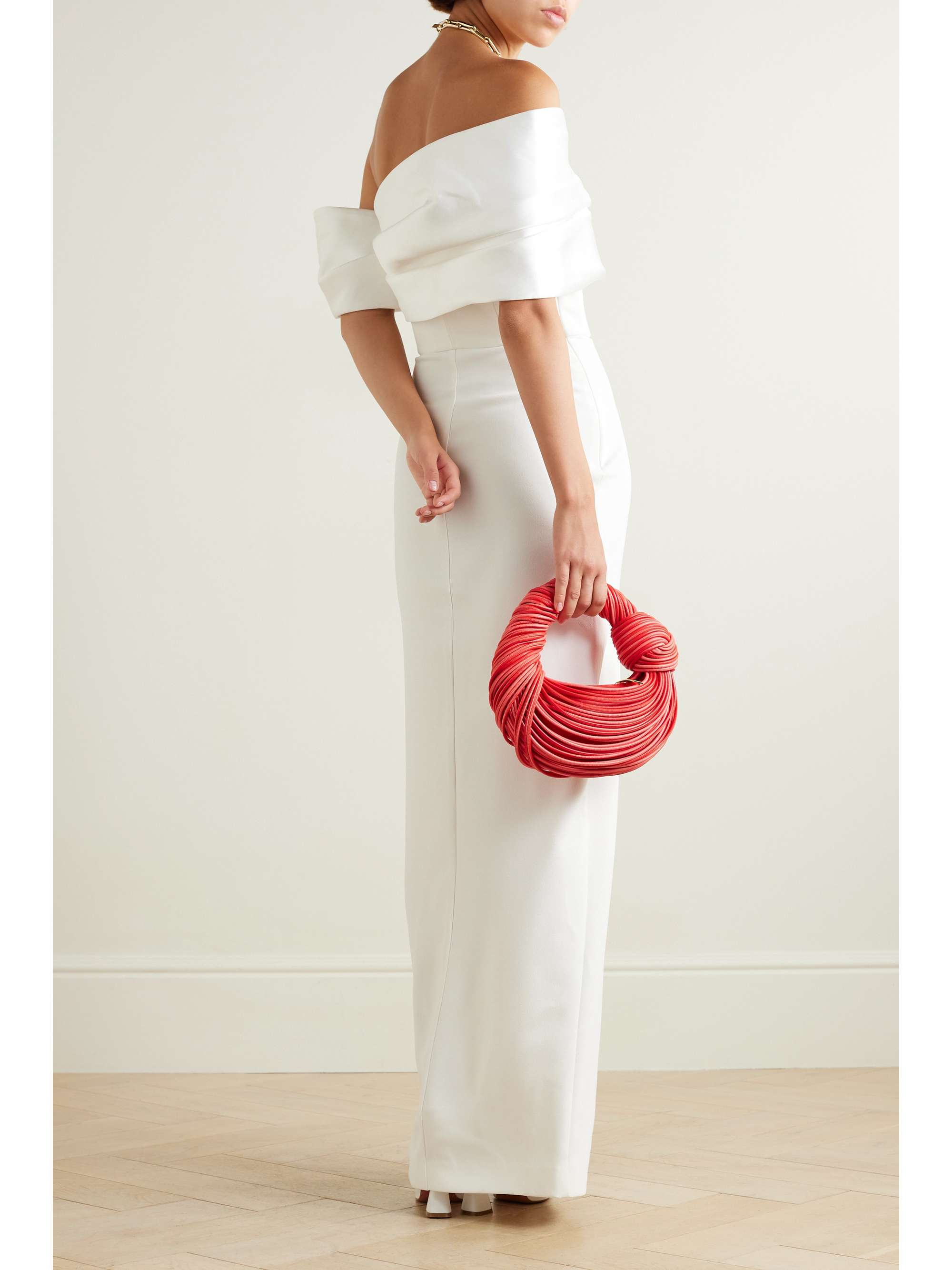 SOLACE LONDON Alexis off-the-shoulder crepe and satin-twill gown | NET ...