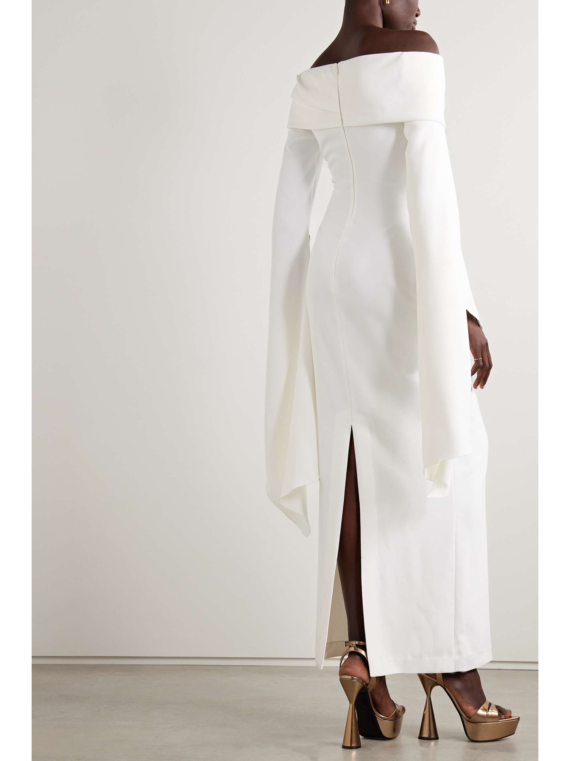 SOLACE LONDON Arden draped off-the-shoulder crepe maxi dress | NET-A-PORTER