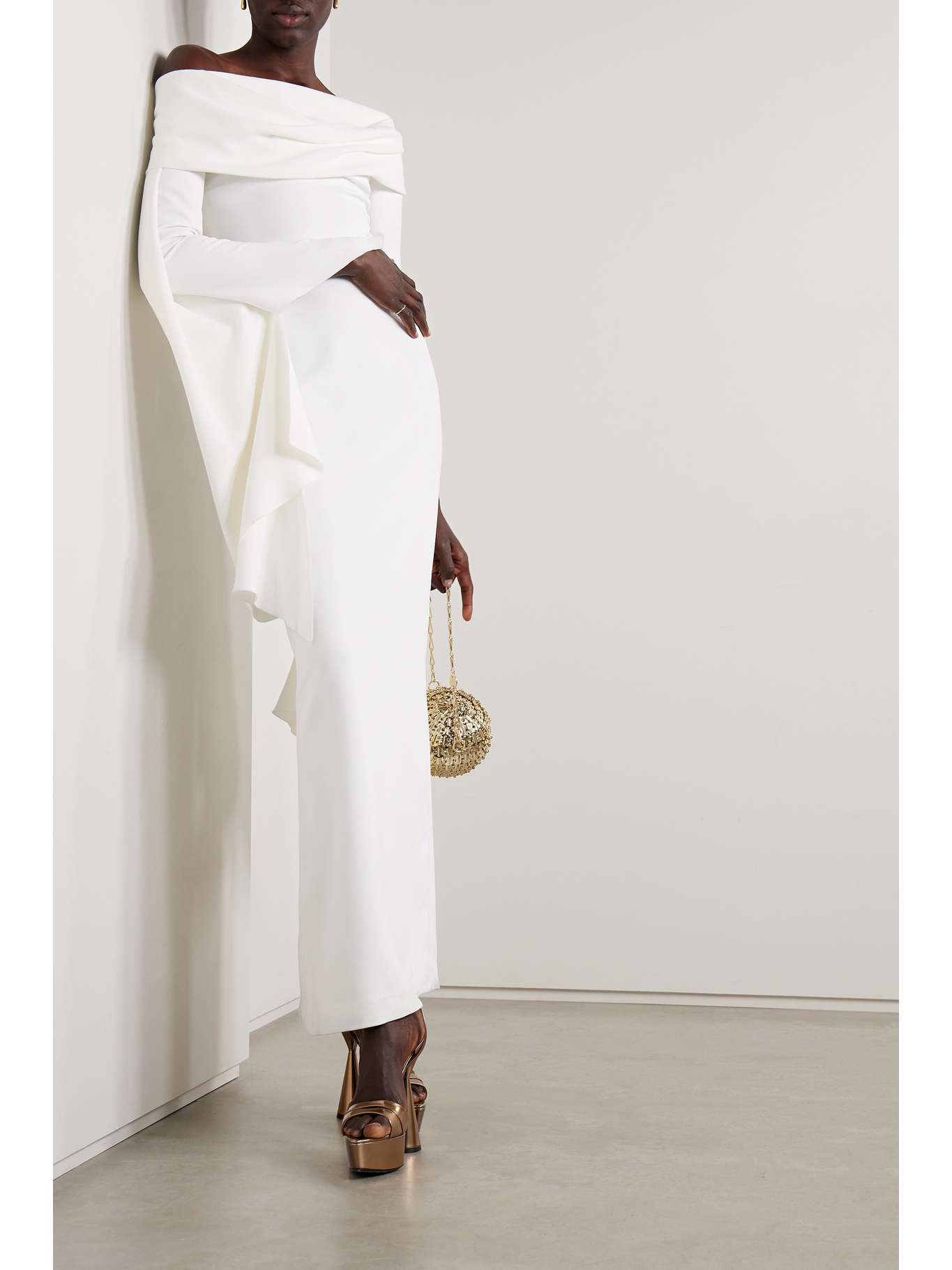 SOLACE LONDON Arden draped off-the-shoulder crepe maxi dress | NET-A-PORTER