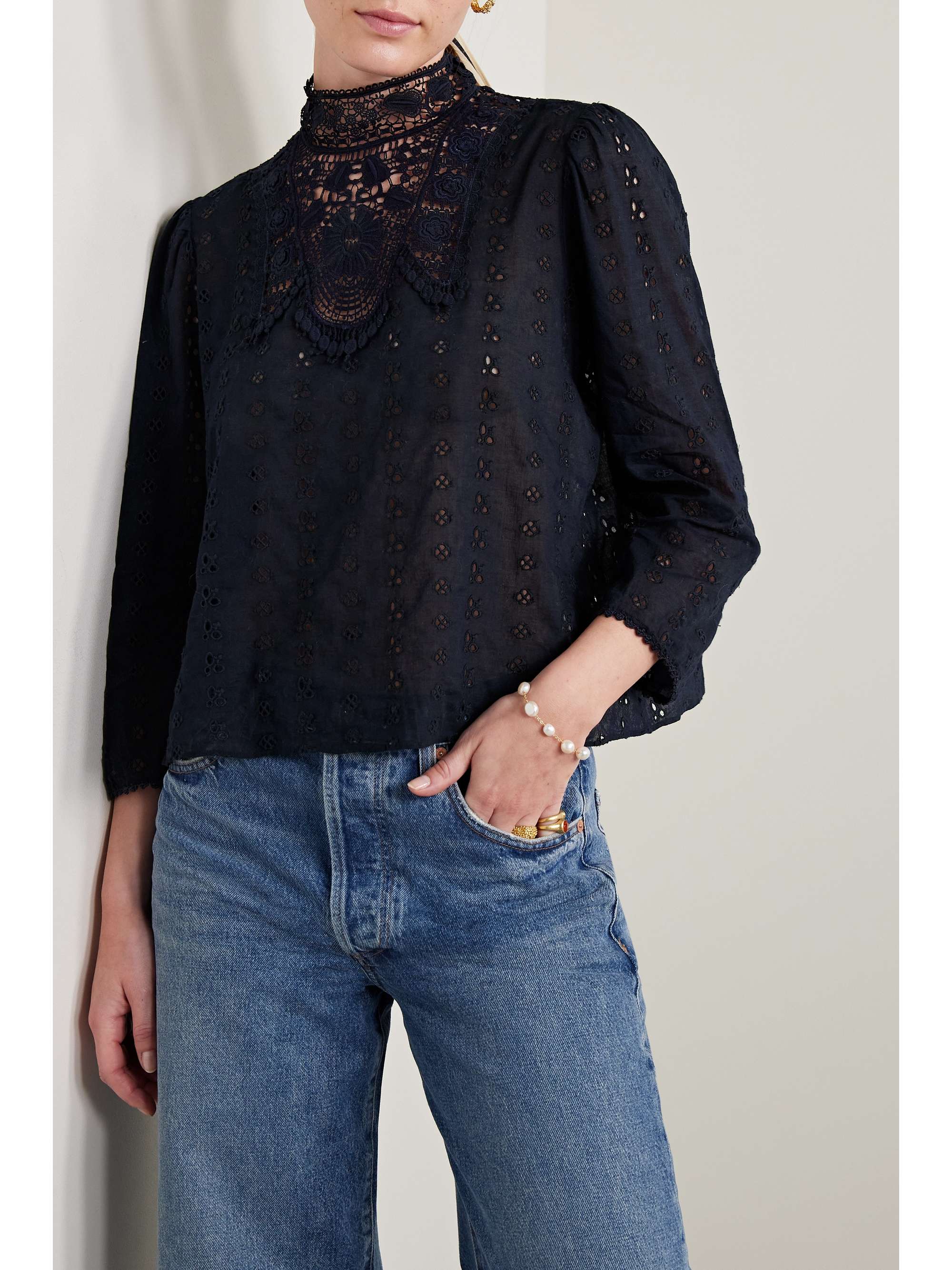 DÔen Net Sustain Essie Guipure Lace Trimmed Broderie Anglaise Organic