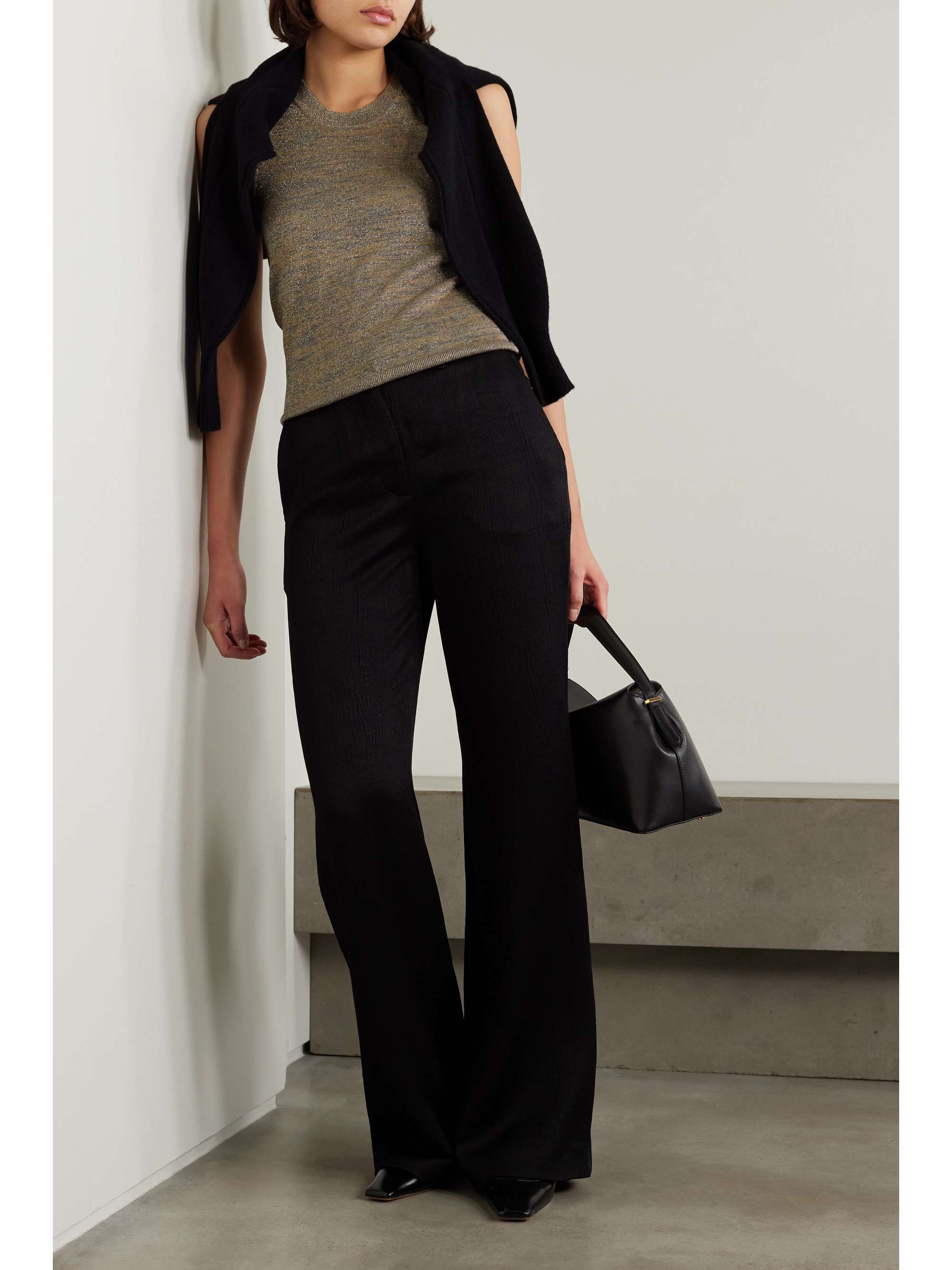 JOSEPH Metallic knitted vest | NET-A-PORTER