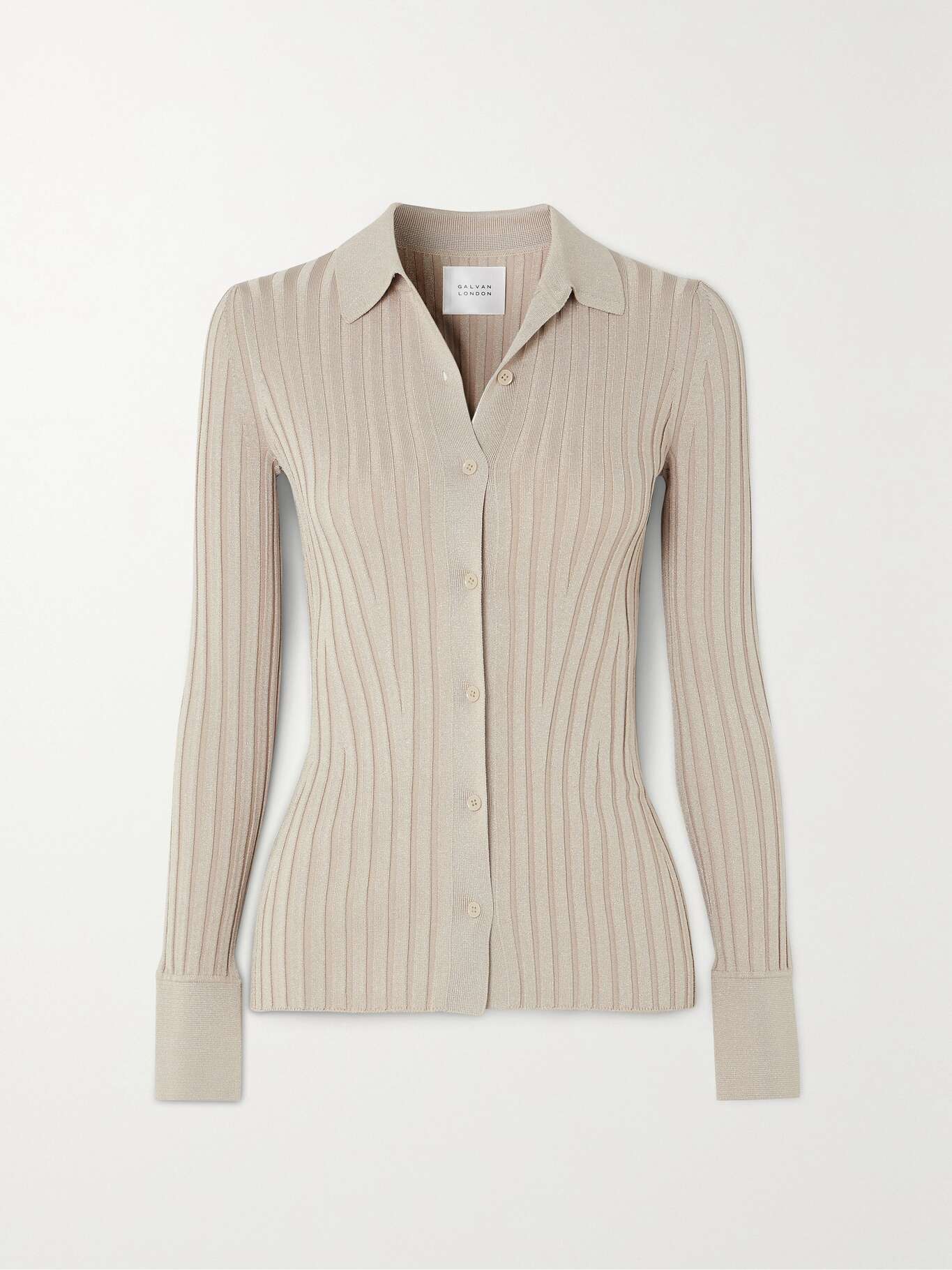 GALVAN Rhea metallic ribbed-knit shirt | NET-A-PORTER