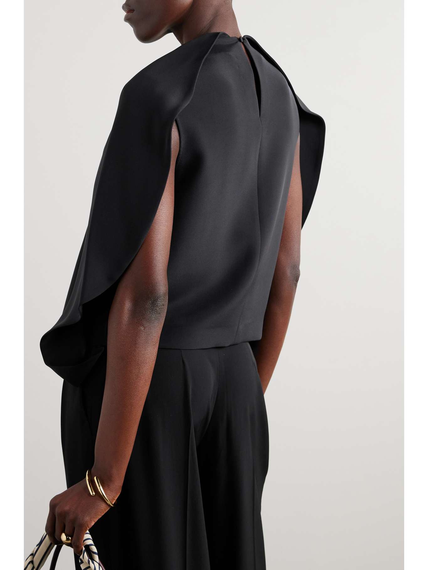 FFORME Kaia draped cape-effect silk-crepe top | NET-A-PORTER