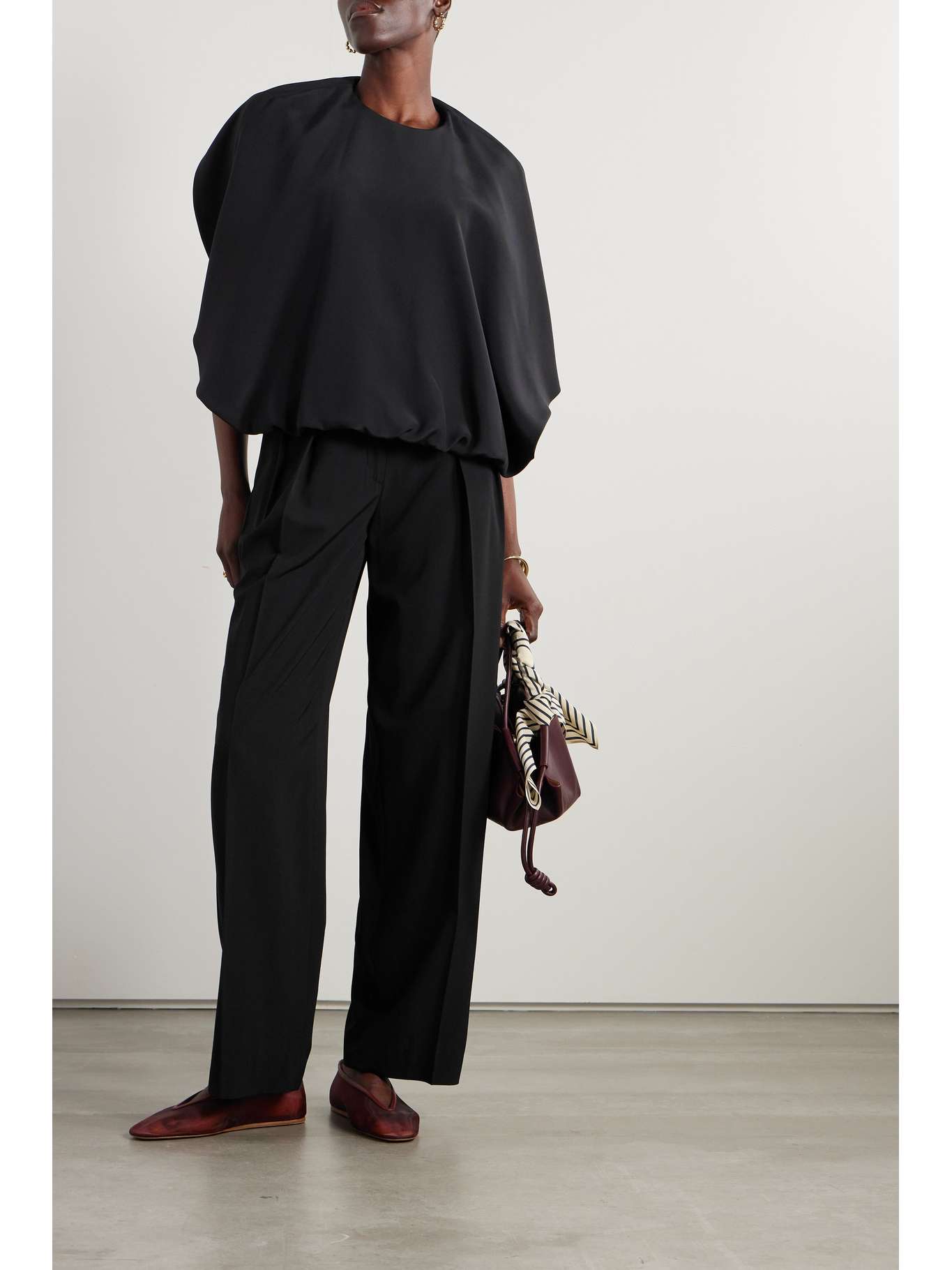 FFORME Kaia draped cape-effect silk-crepe top | NET-A-PORTER